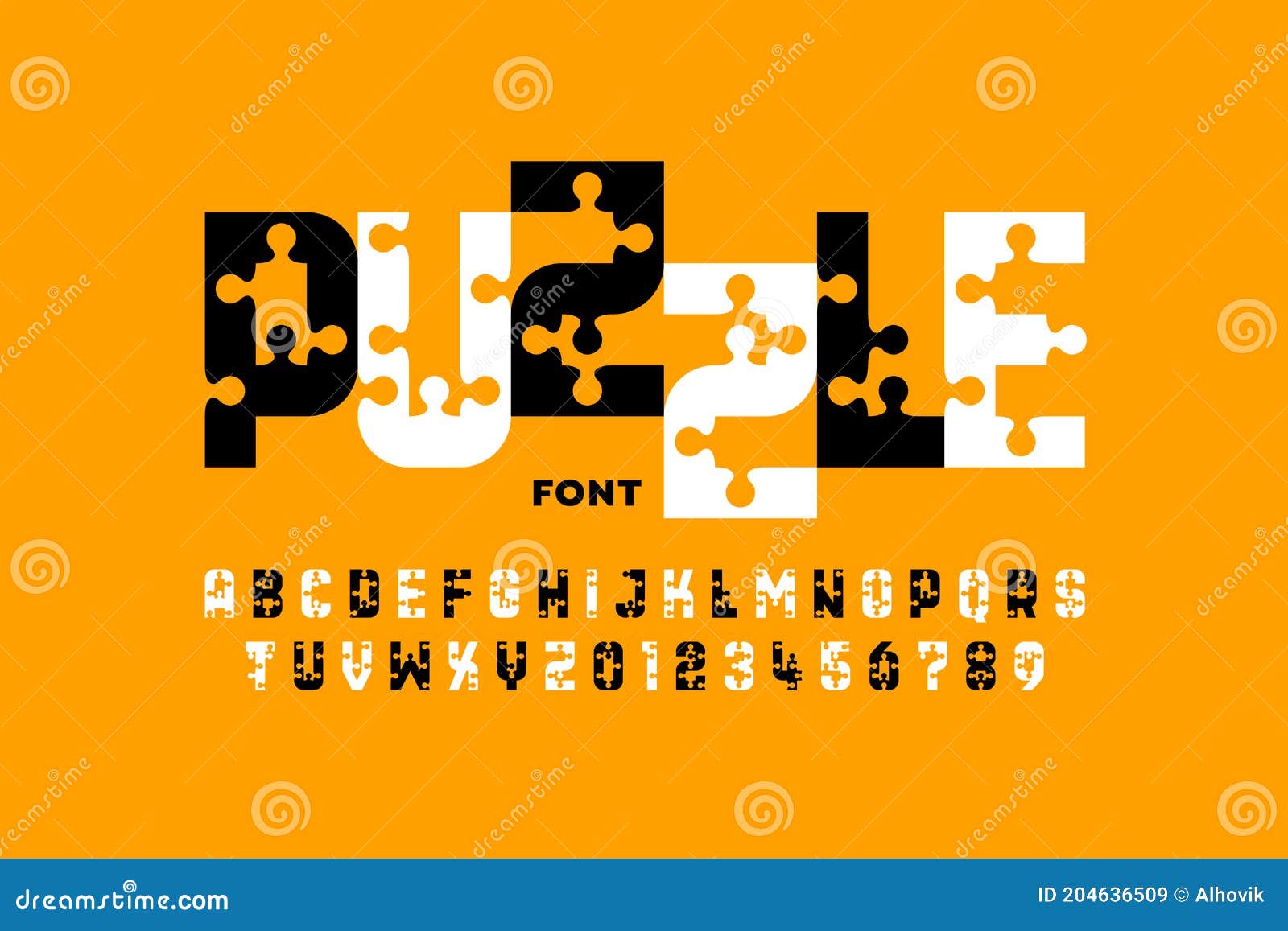 Puzzle game style font stock vector. Illustration of education - 204636509