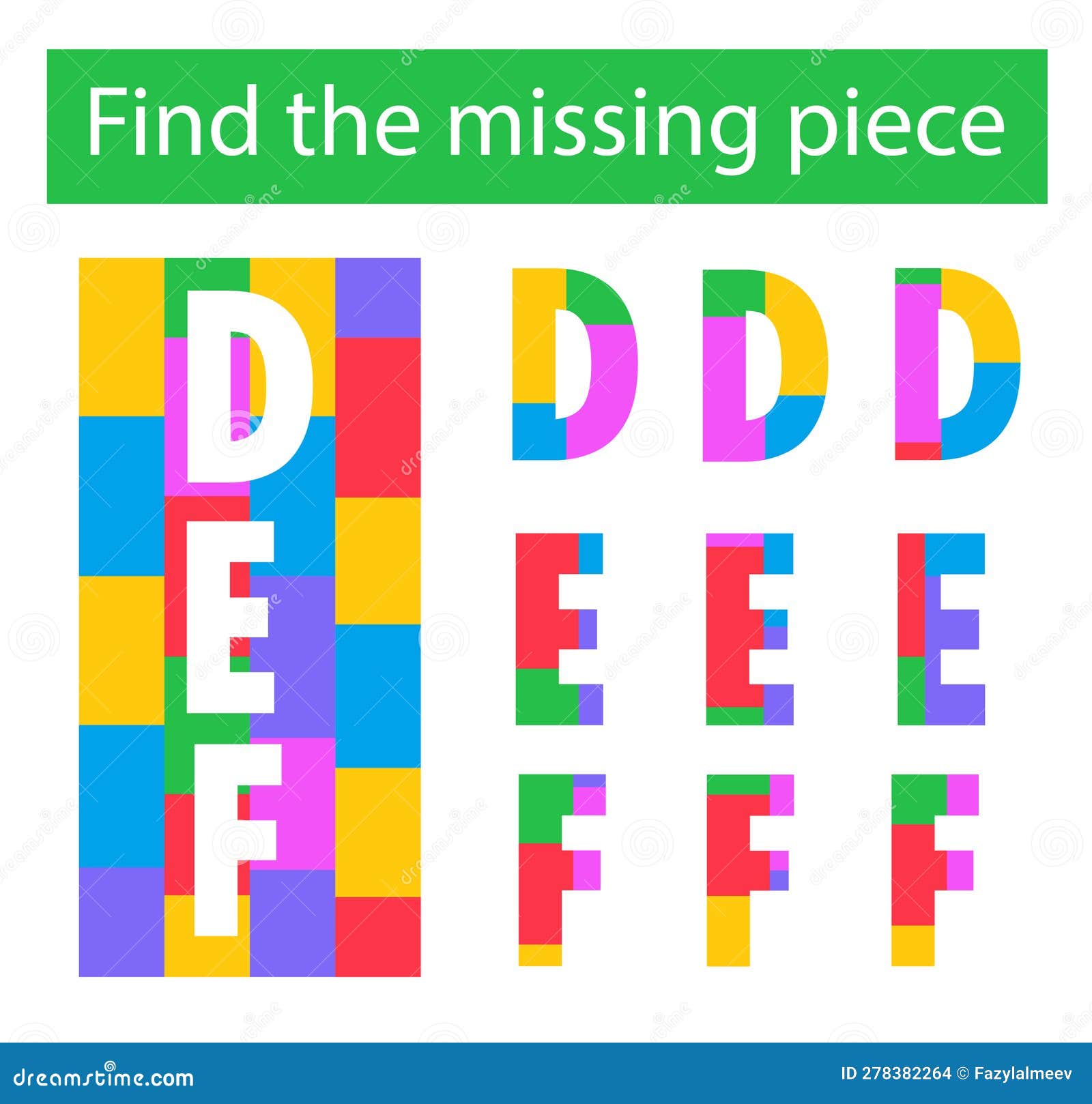 Puzzle Game. Task for the Development of Logic for Children. English ...