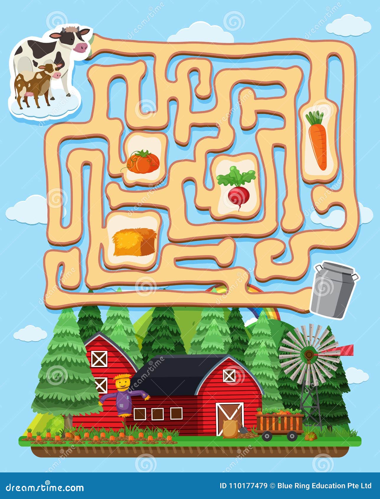 Cows Maze Game Cartoon Vector | CartoonDealer.com #29693855