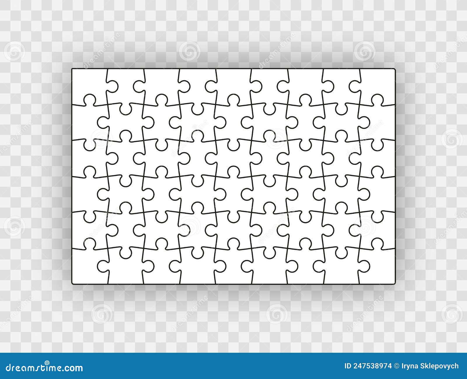 Puzzle Grid. Jigsaw with 54 Pieces. Vector Illustration Stock Vector ...