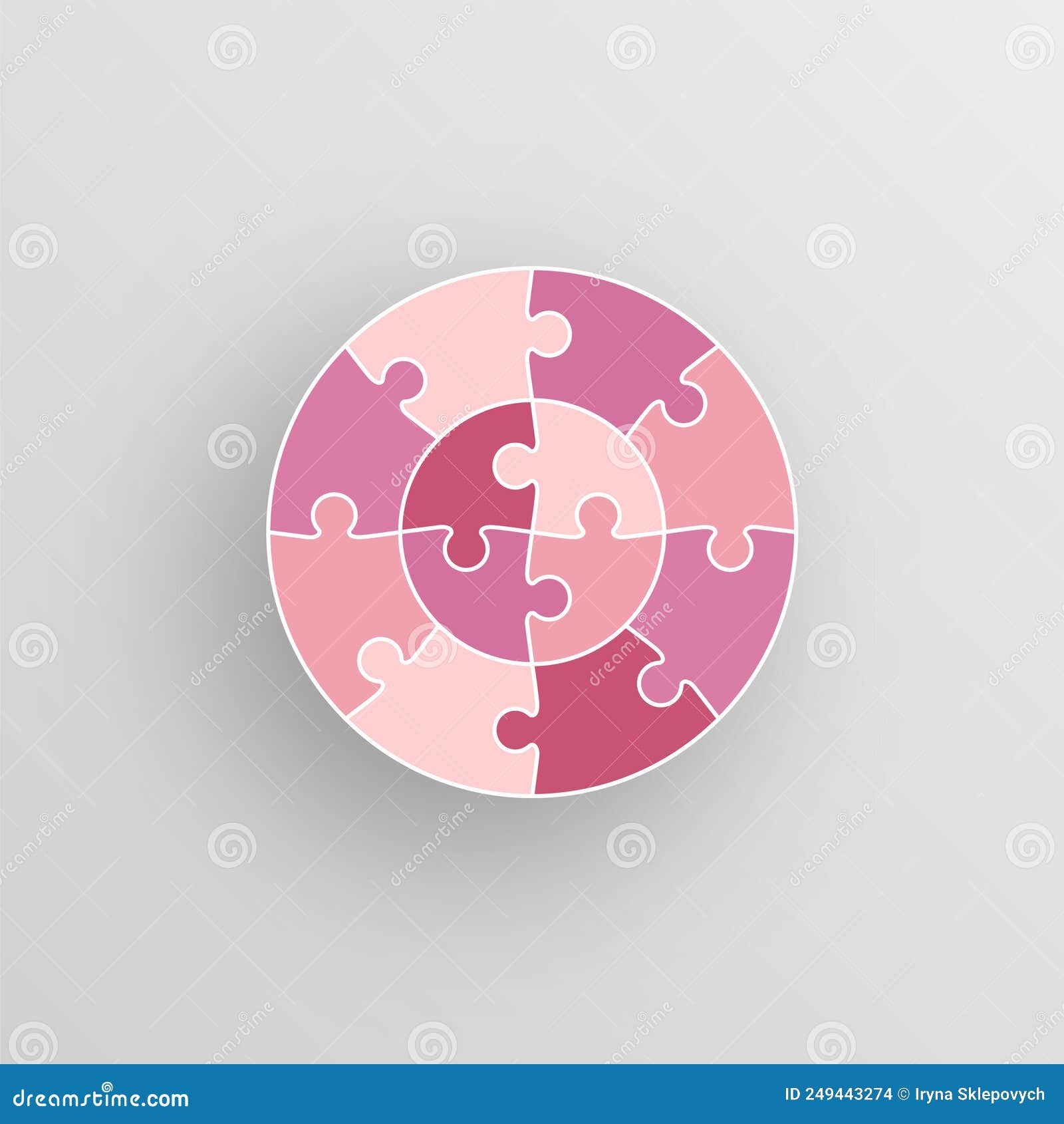 Puzzle Grid from 12 Pieces in Circle Shape. Jigsaw Scheme. Vector ...