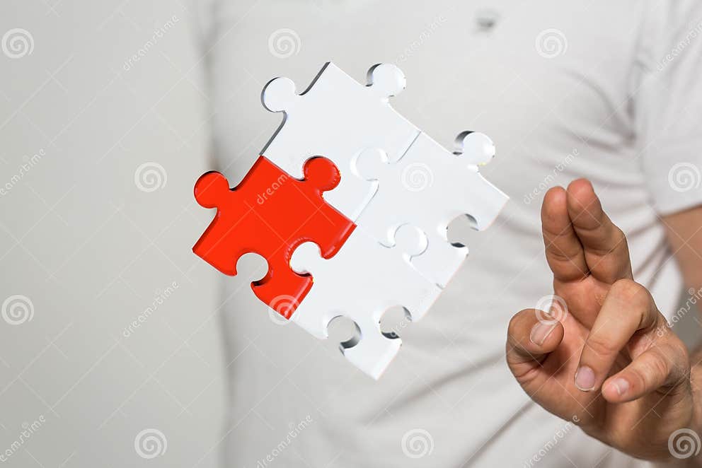 A Puzzle Hand Solution Concept Business Stock Image - Image of ...