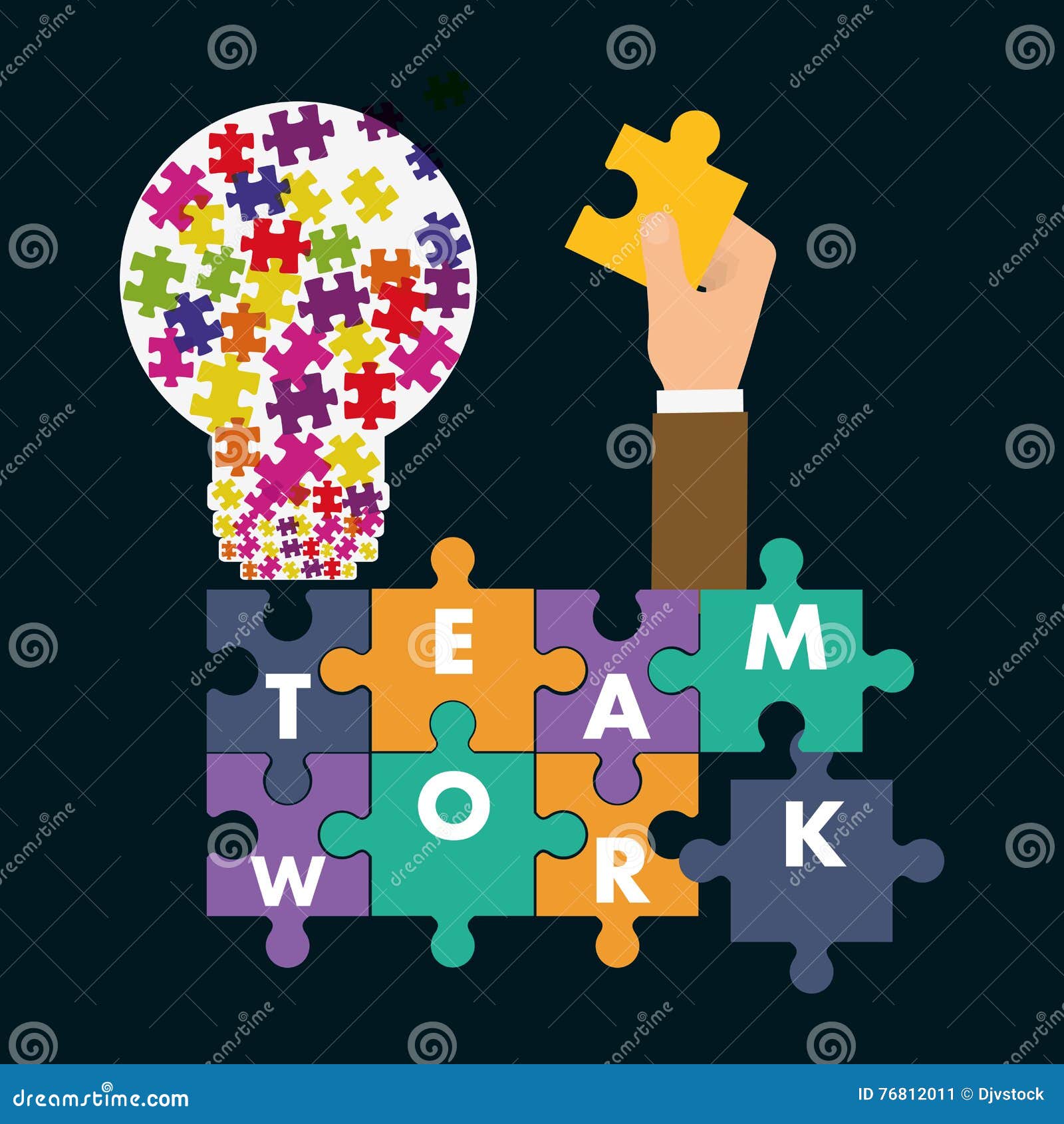 Puzzle Hand Teamwork Support Design Stock Vector - Illustration of help ...