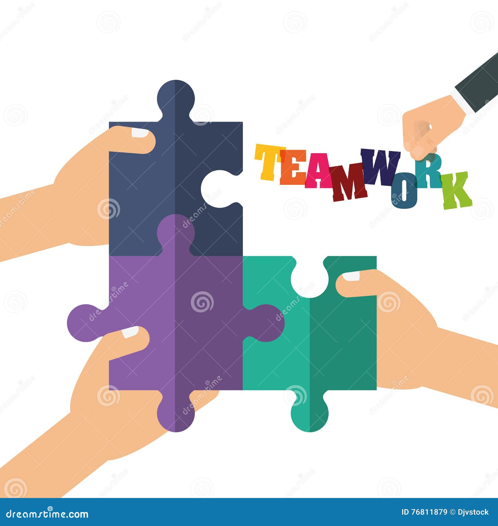 Puzzle Hand Teamwork Support Design Stock Vector - Illustration of ...