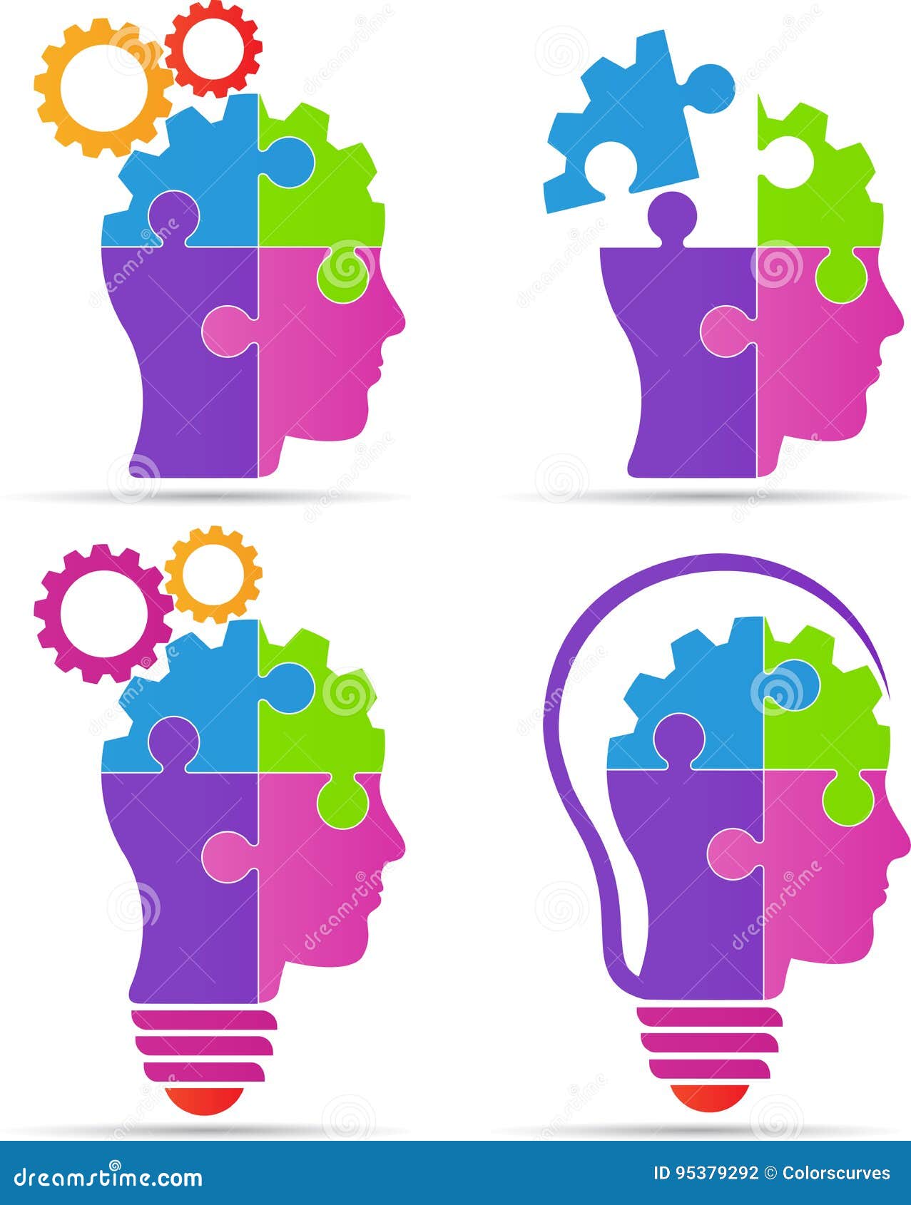 Puzzle Head Exploding Mind Graphic Template Cartoon Vector ...