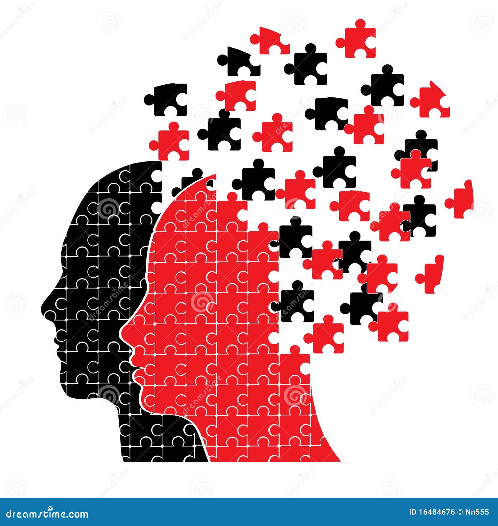 Puzzle Head Exploding Mind Graphic Template Cartoon Vector ...