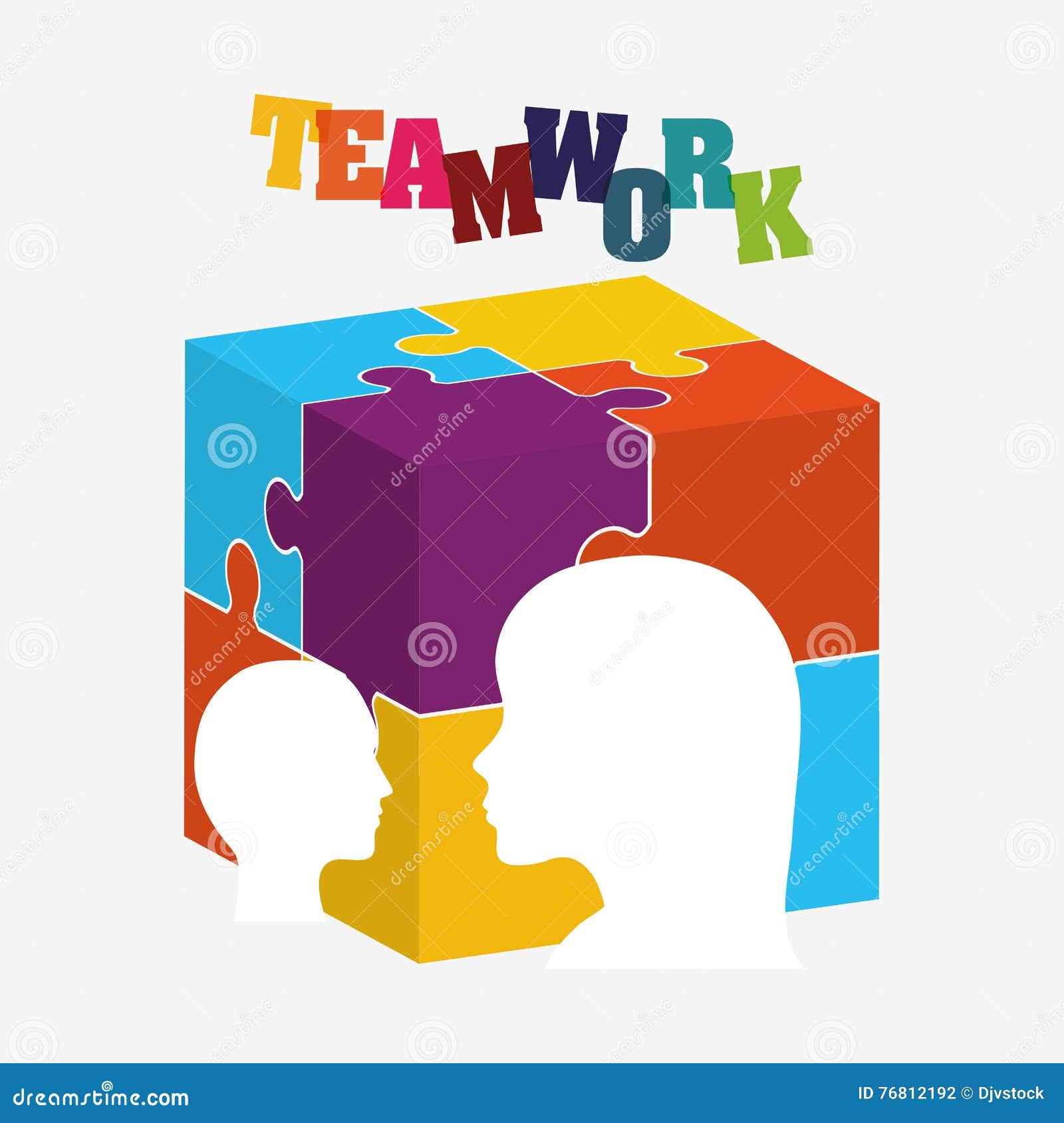 Puzzle Head Teamwork Support Design Stock Vector - Illustration of ...