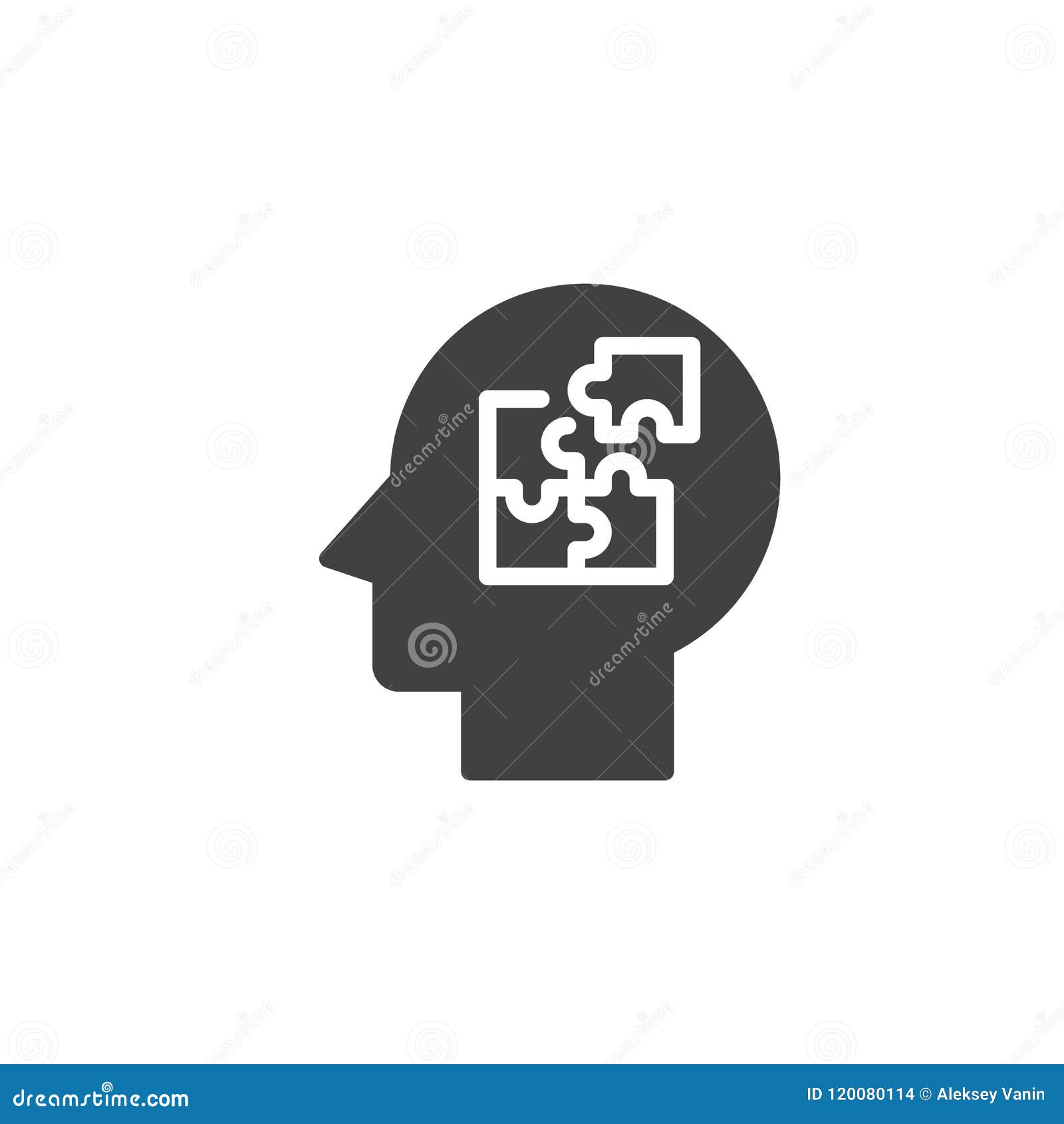 Puzzle in head vector icon stock vector. Illustration of brain - 120080114