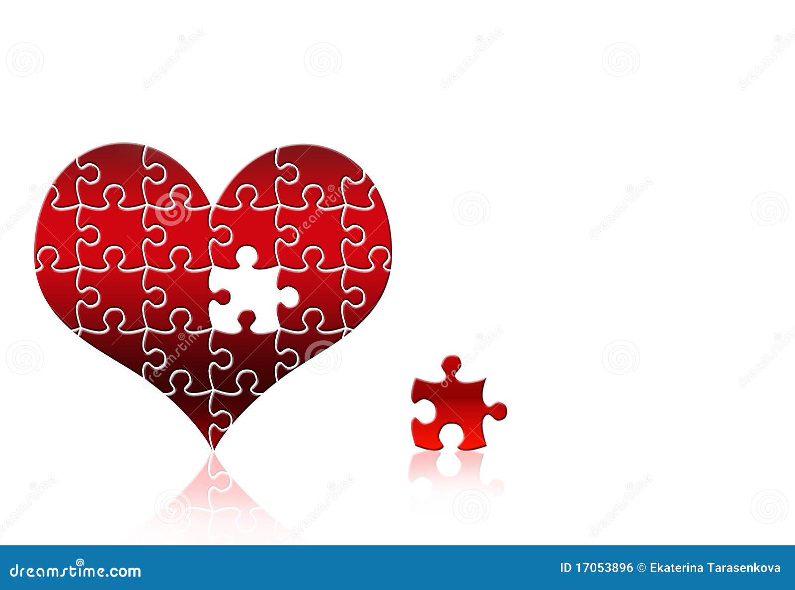 Puzzle Heart, Vector Red Illustration Isolated On White | CartoonDealer ...