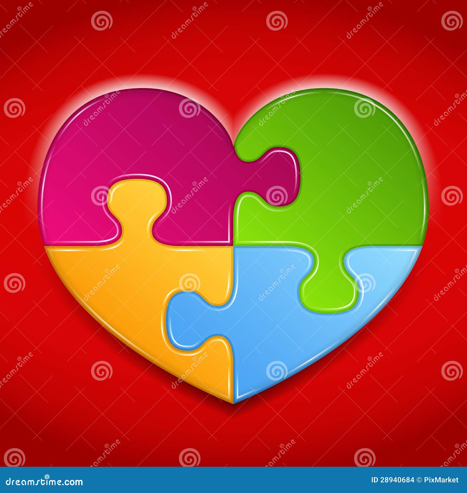 Puzzle Heart stock vector. Illustration of shadow, connect - 28940684