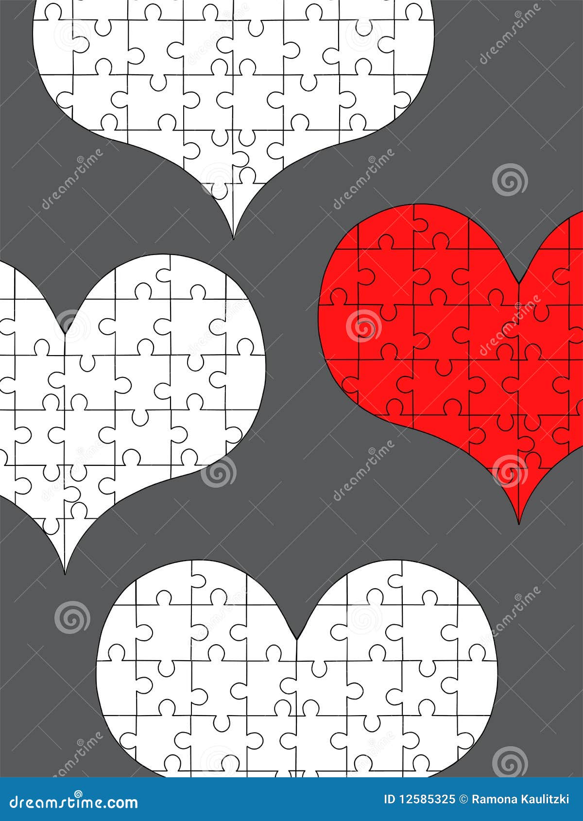 Puzzle hearts stock vector. Illustration of concept, hole - 12585325