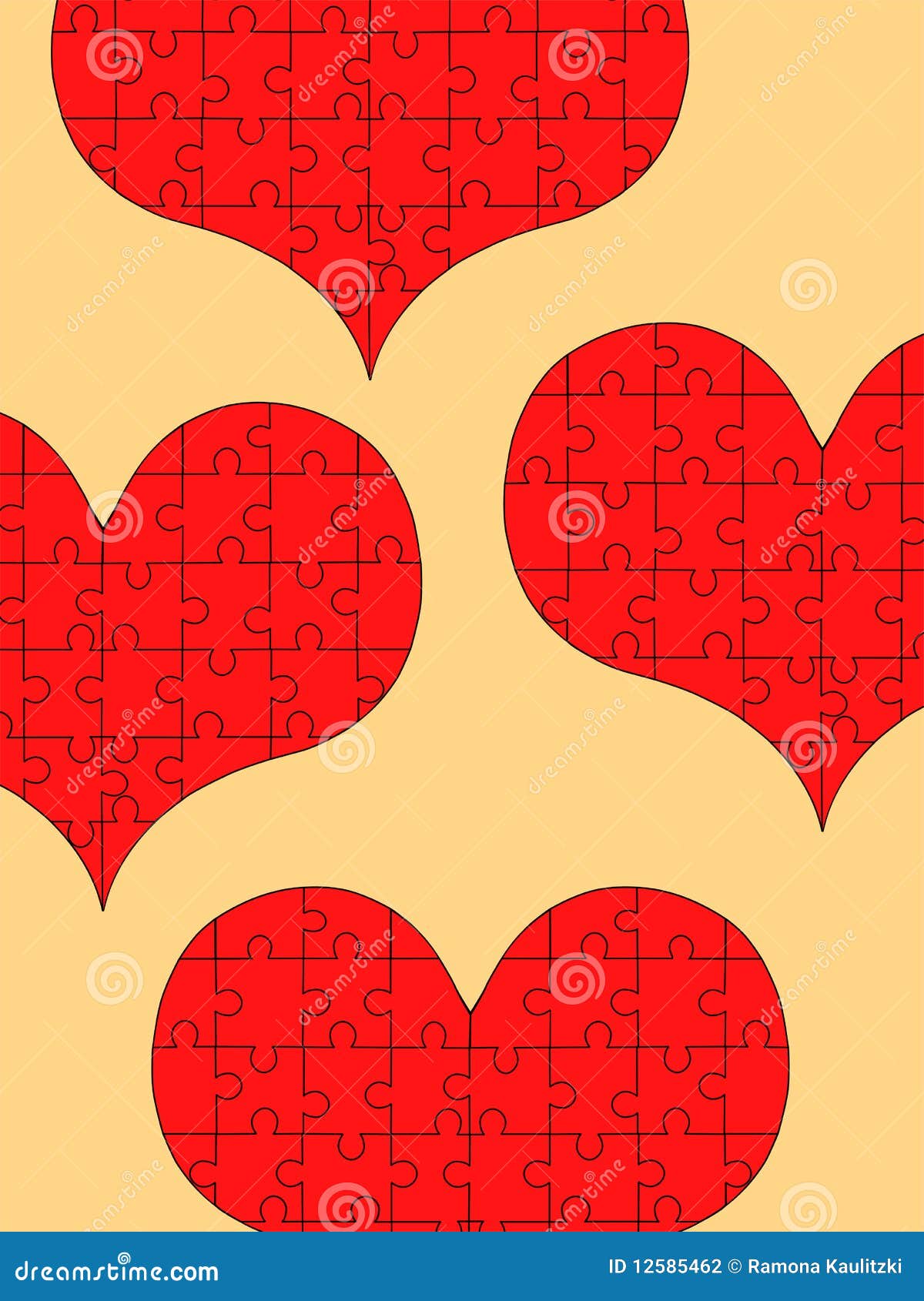 Puzzle hearts stock vector. Illustration of passion, attack - 12585462