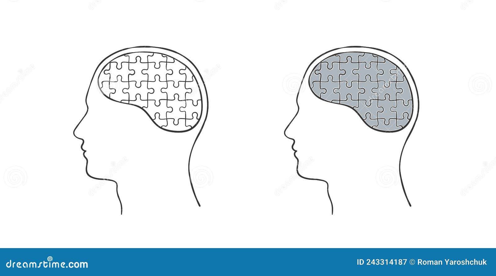 Puzzle. a Human Head with a Brain in the Form of a Puzzle Stock Vector ...