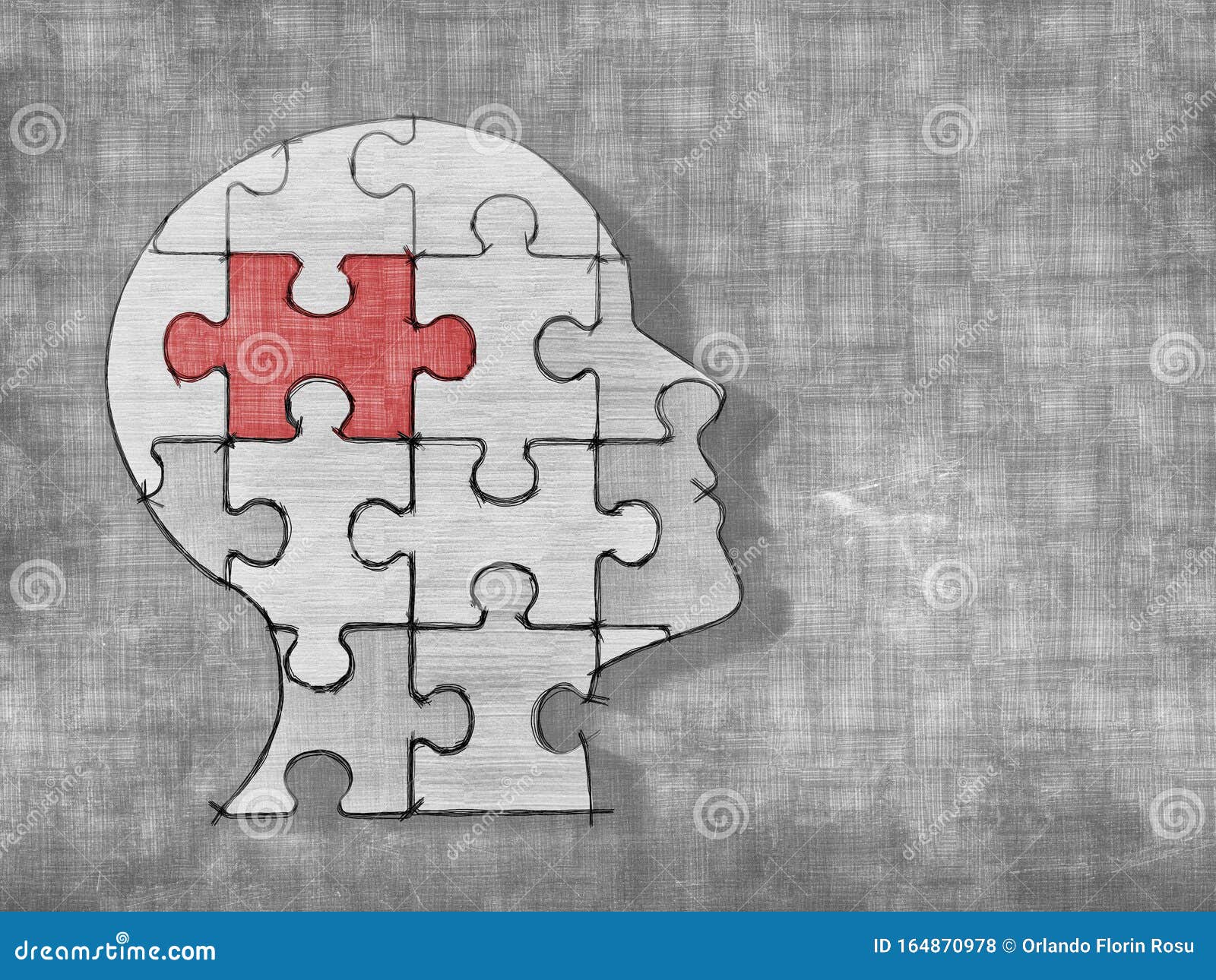Puzzle human head stock illustration. Illustration of brain - 164870978