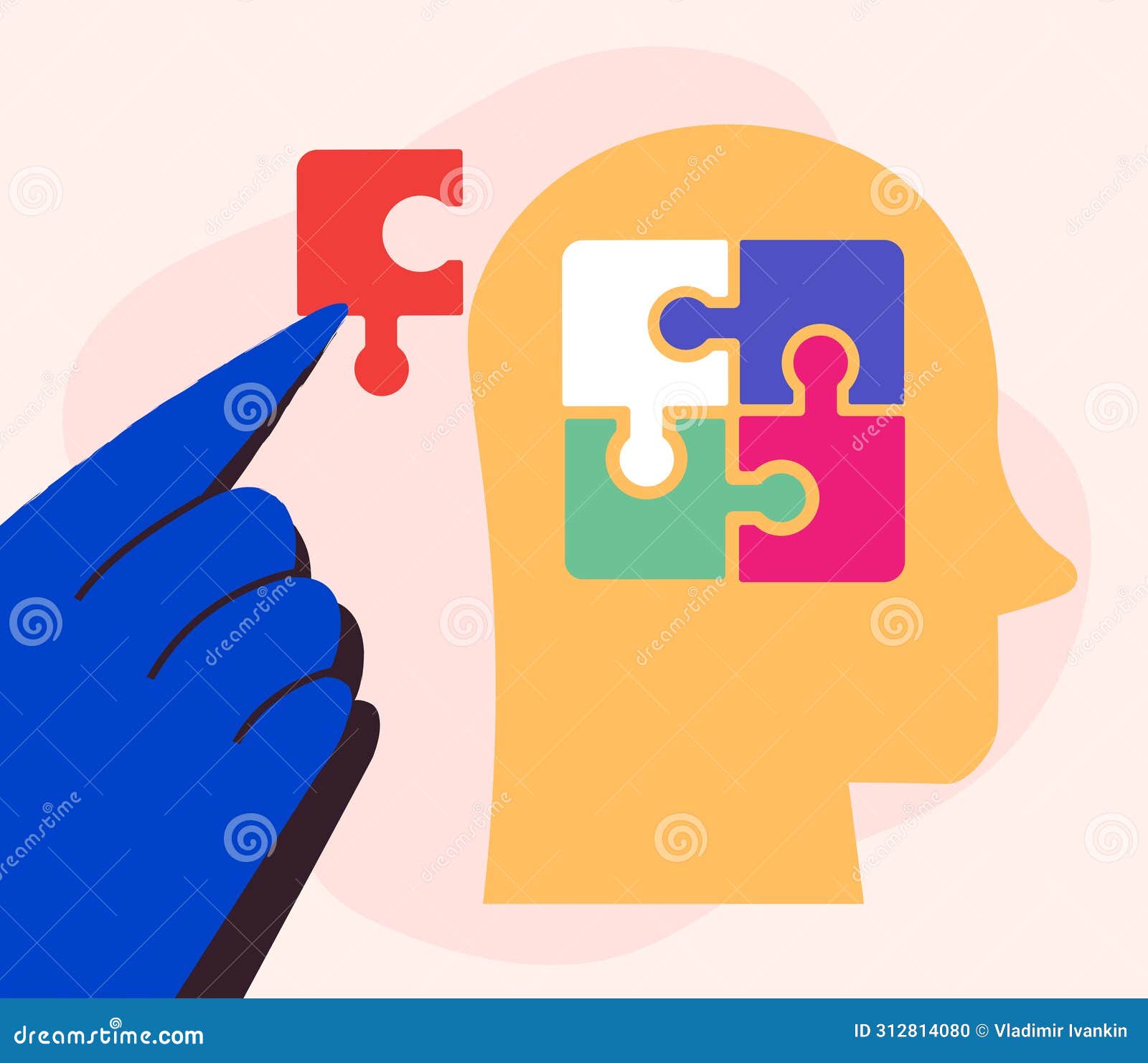 Puzzle Human Silhouette Concept Illustration Stock Vector ...