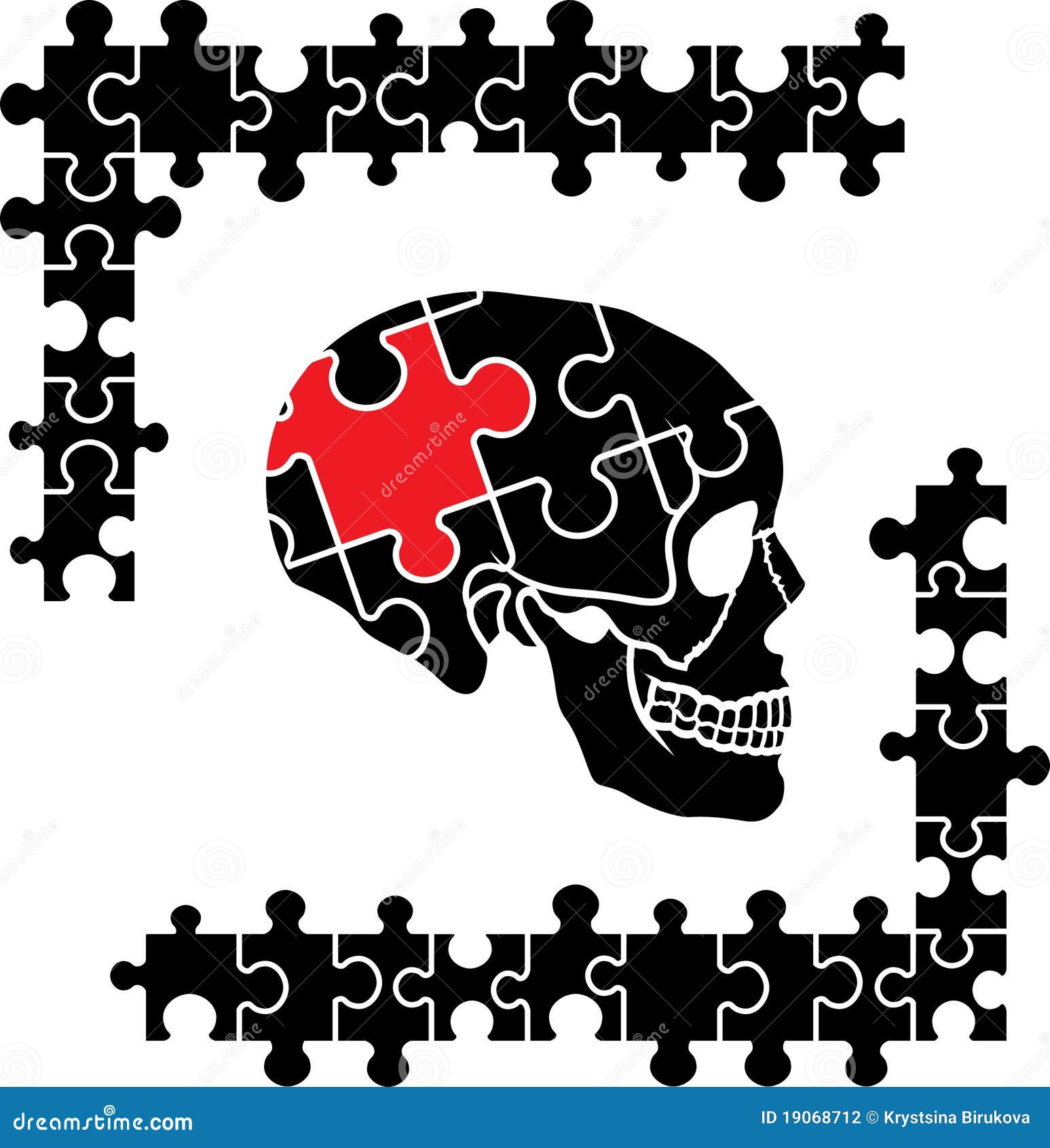 Puzzle Human Skull, Thinking Symbol Vector Illustration | CartoonDealer ...