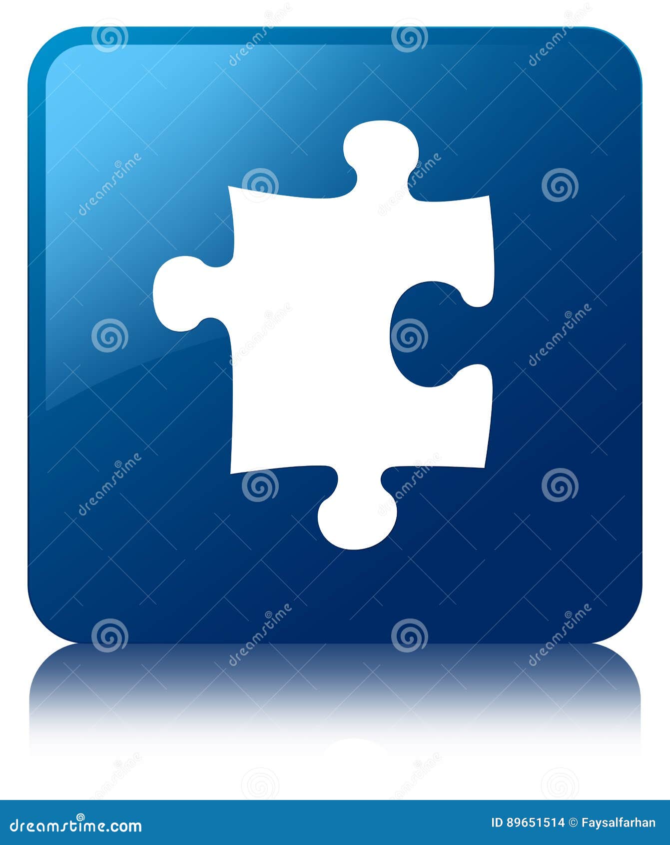 Puzzle Icon Blue Square Button Stock Illustration - Illustration of ...