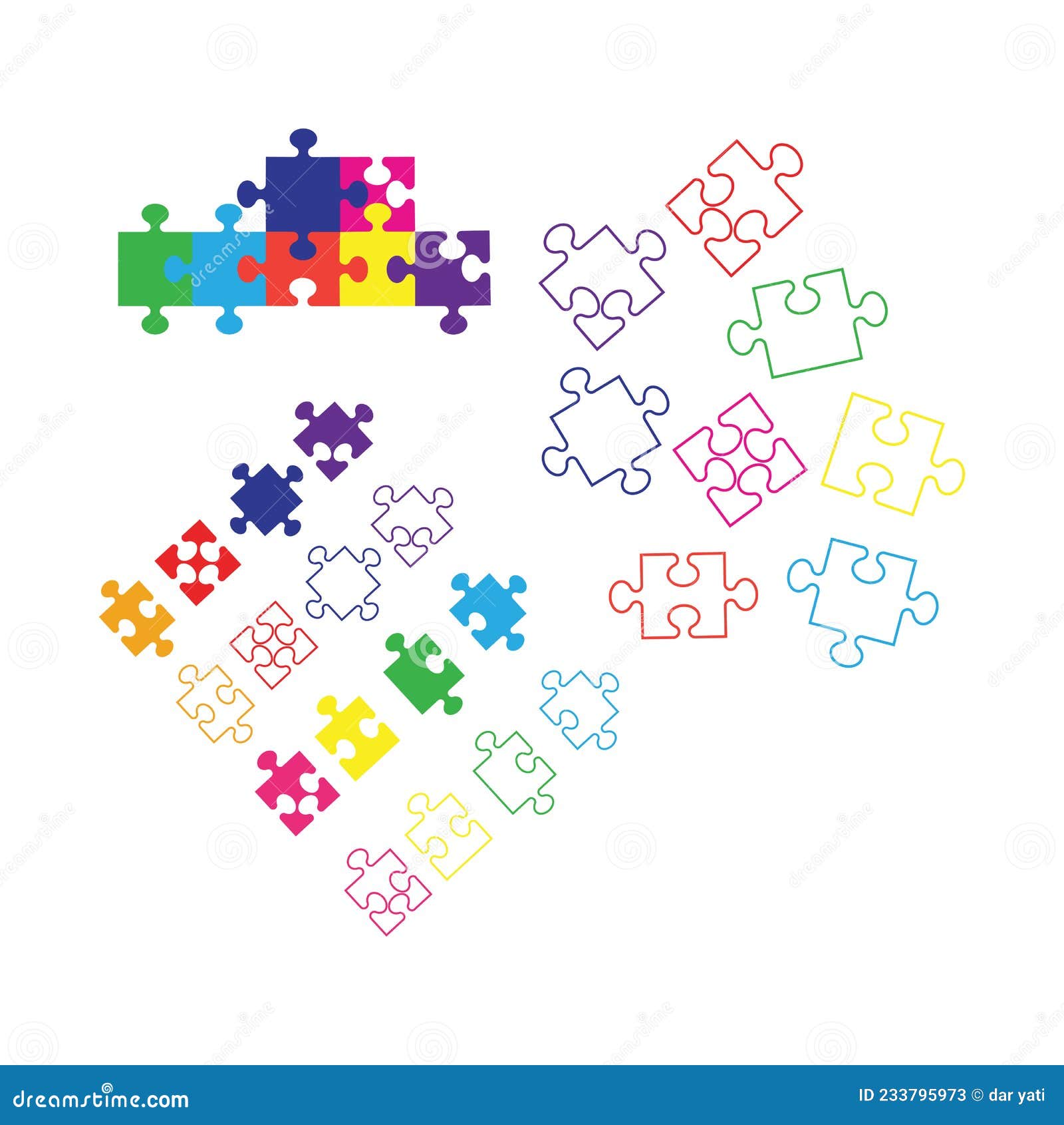 Puzzle Icon, Colorful Isolated on White Background, Vector Illustration ...