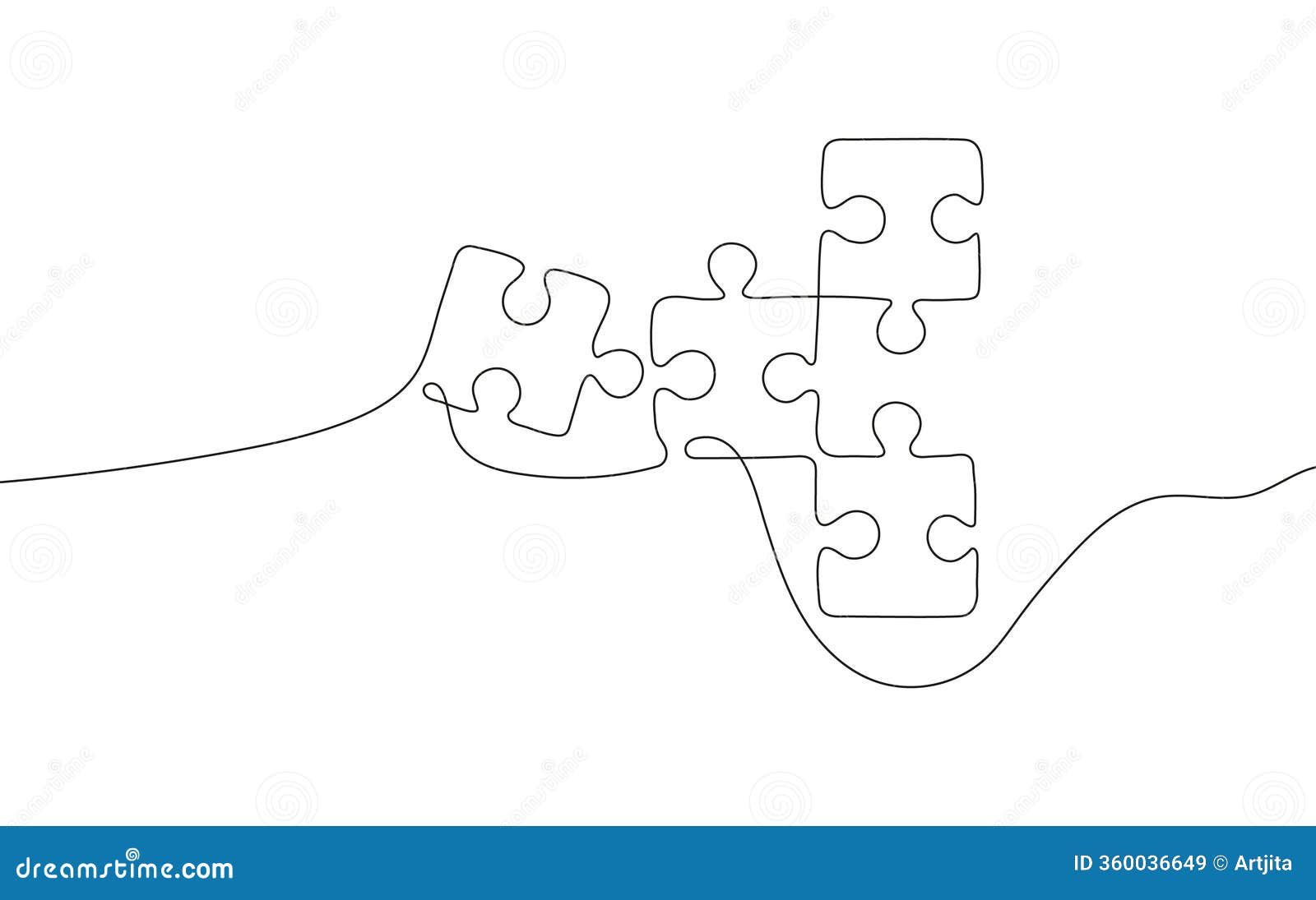 Puzzle Icon in a Continuous One-line Drawing Style. a Minimalist and ...