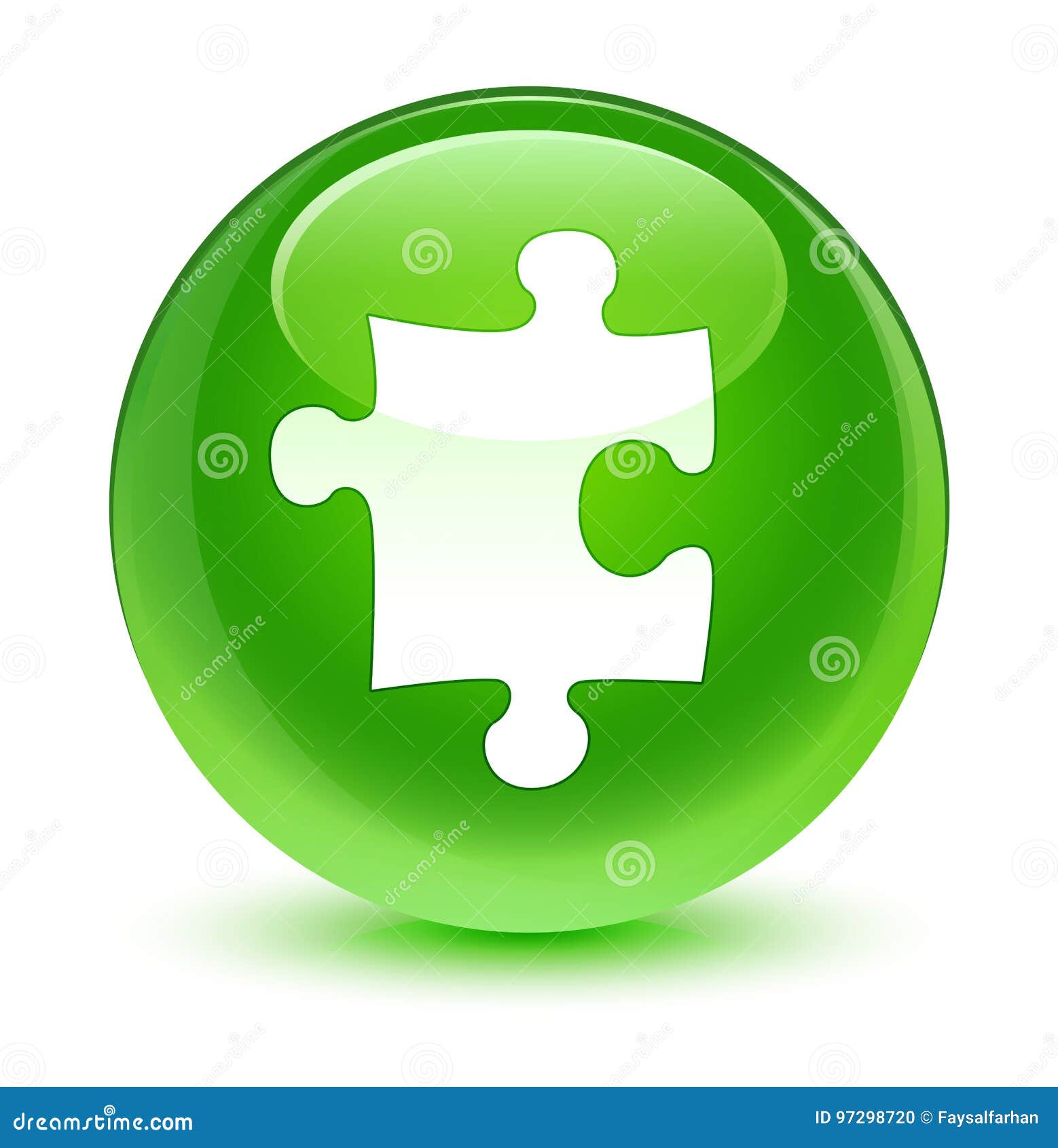 Puzzle Icon Glassy Green Round Button Stock Illustration - Illustration ...