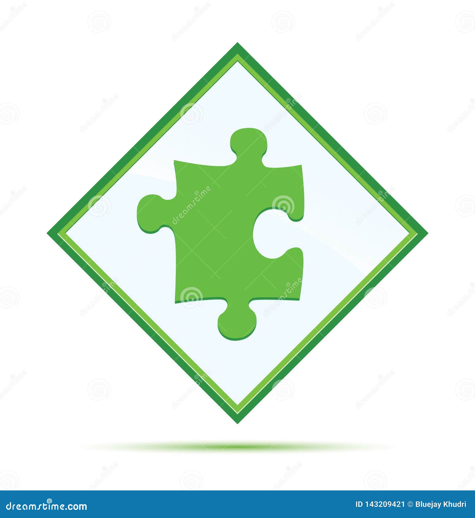 Puzzle Icon Modern Abstract Green Diamond Button Stock Illustration ...