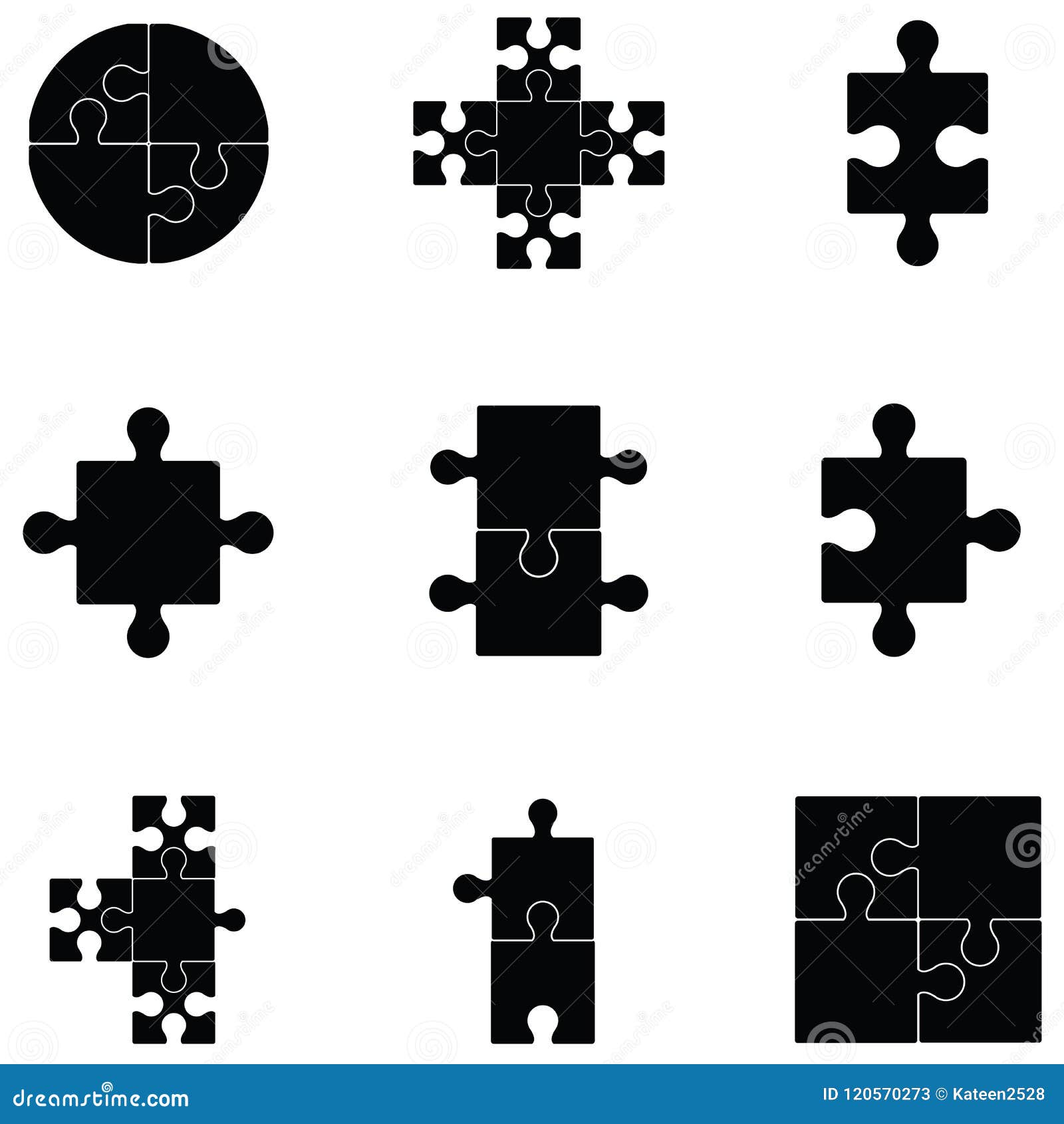 Puzzle icon set stock vector. Illustration of element - 120570273