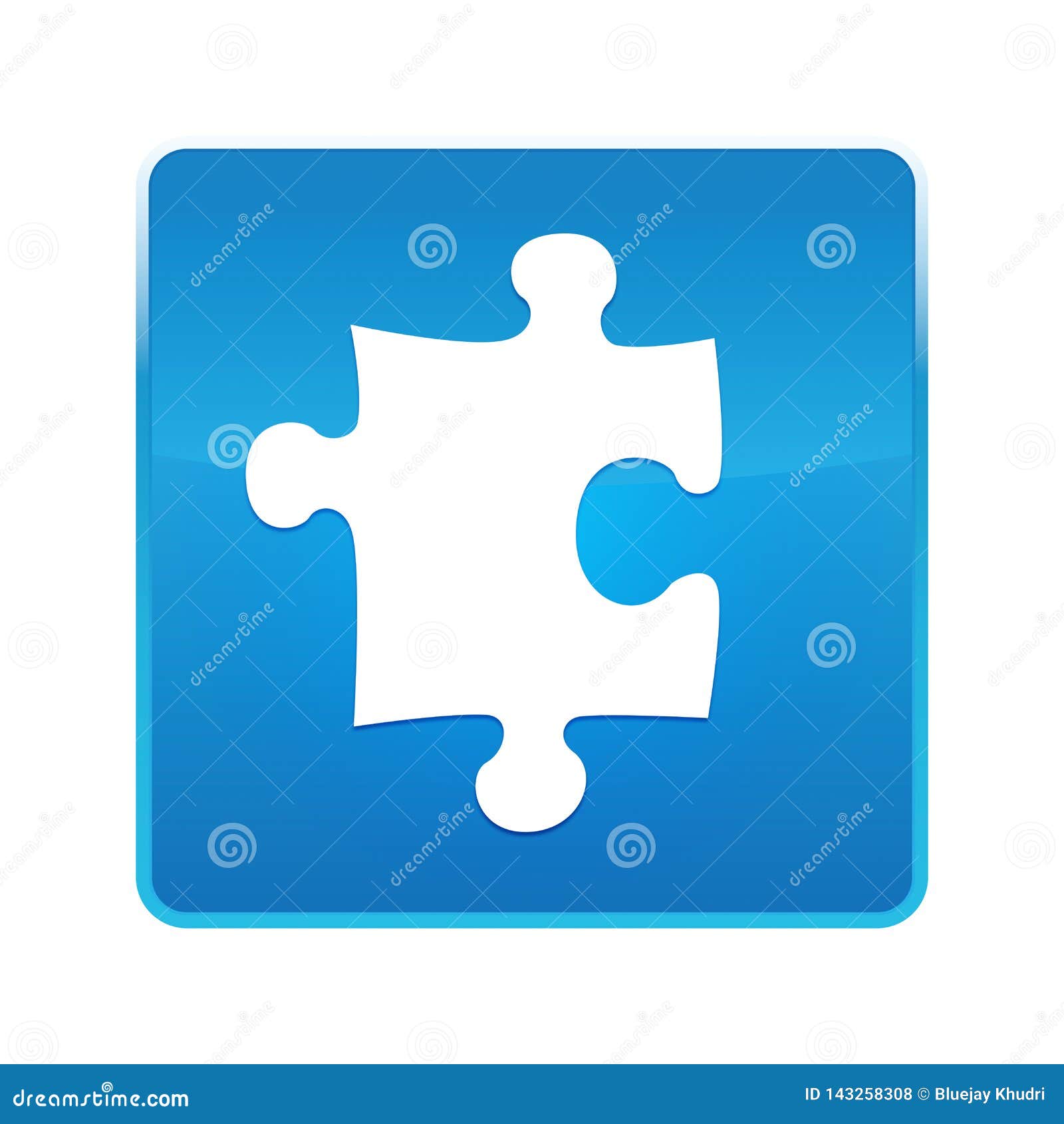 Puzzle Icon Shiny Blue Square Button Stock Illustration - Illustration ...