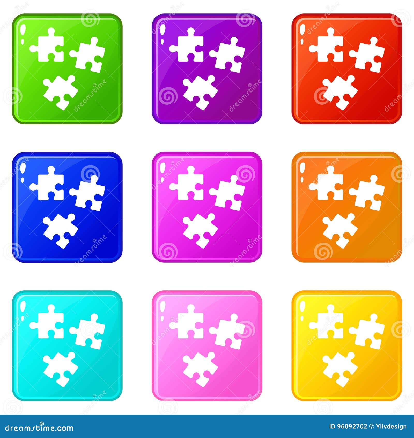 Puzzle icons 9 set stock vector. Illustration of match - 96092702