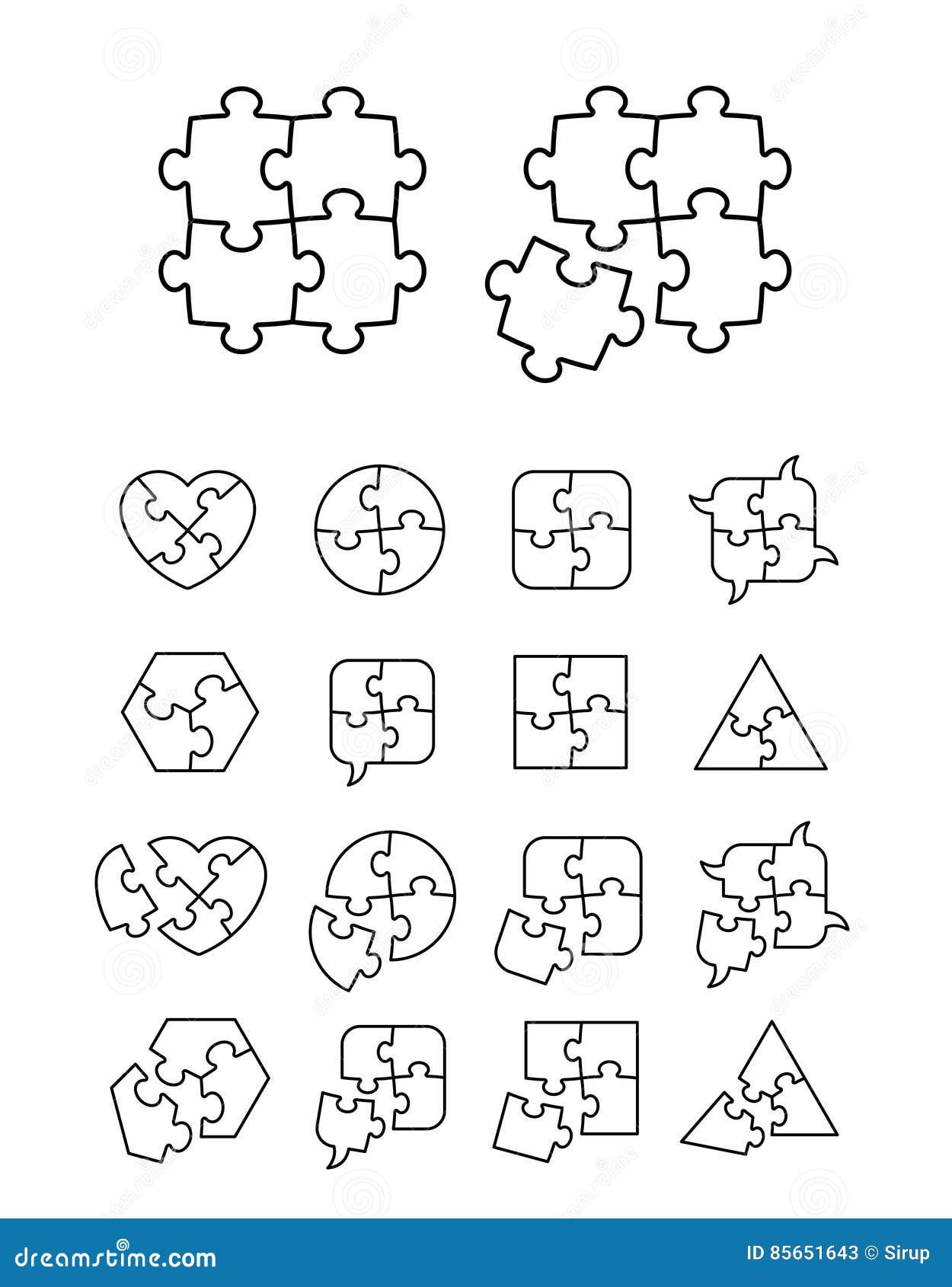 Puzzle Icons Set - Complete and Incomplete Stock Vector - Illustration ...