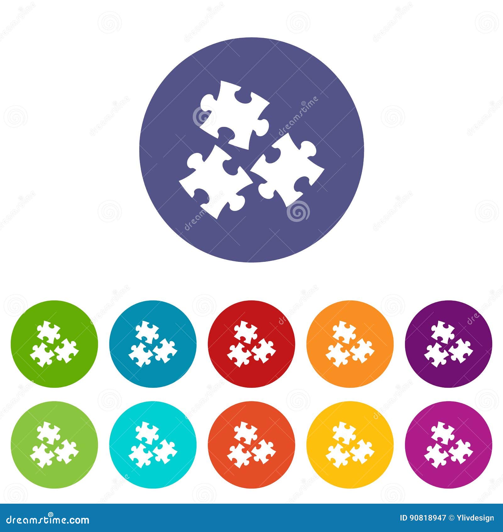 Puzzle Icons Set Flat Vector Stock Vector - Illustration of match ...