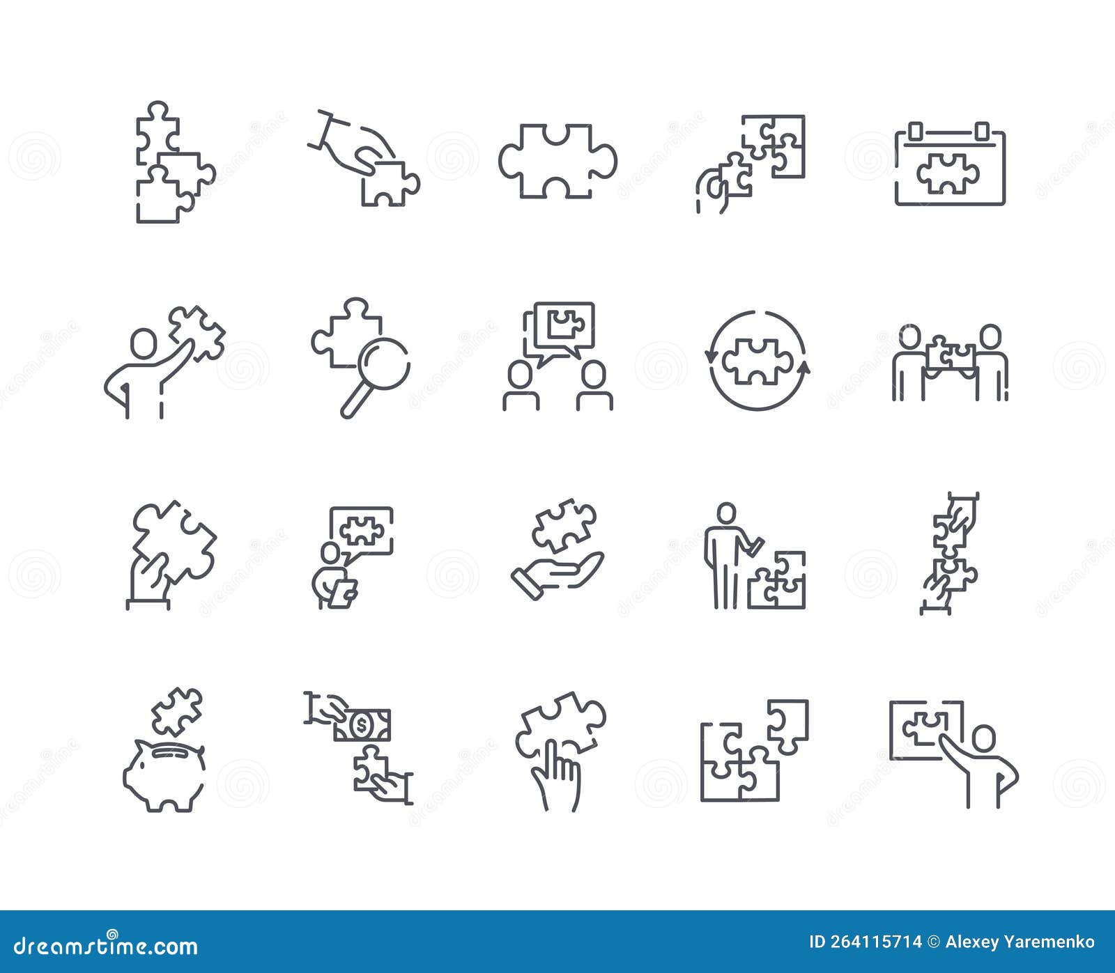 Puzzle icons set stock vector. Illustration of simple - 264115714