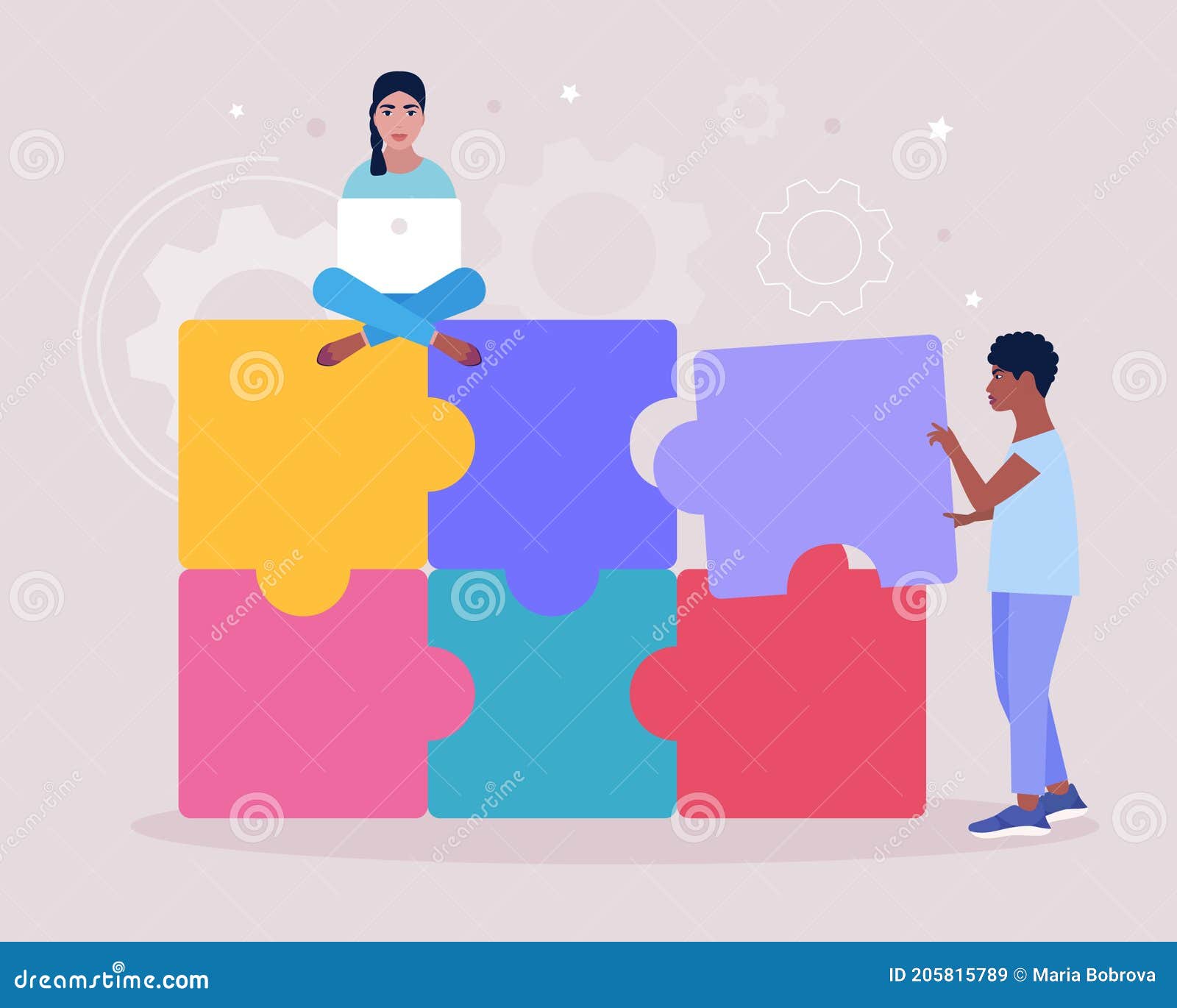 Puzzle stock vector. Illustration of female, cartoon - 205815789