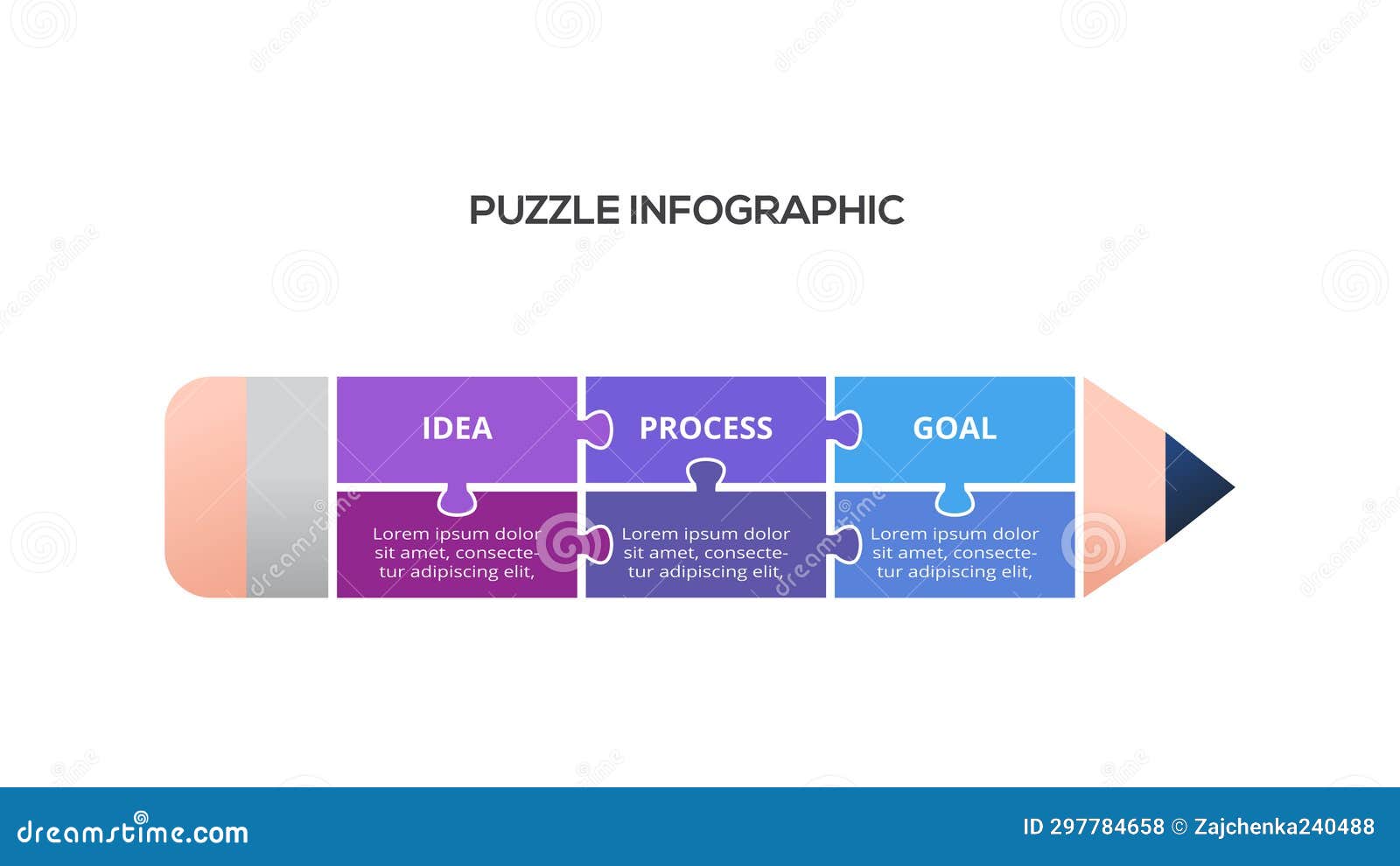 Puzzle Infographic with 3 Elements, Presentations, Vector Illustration ...