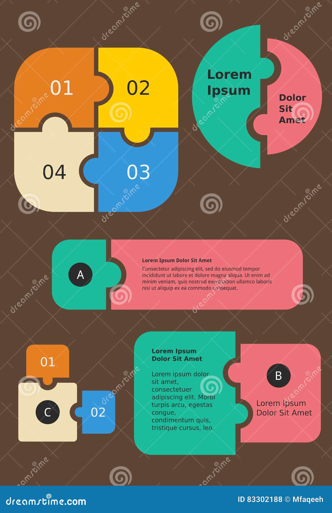 Flat Style Puzzle Infographic Vector Template Stock Vector ...