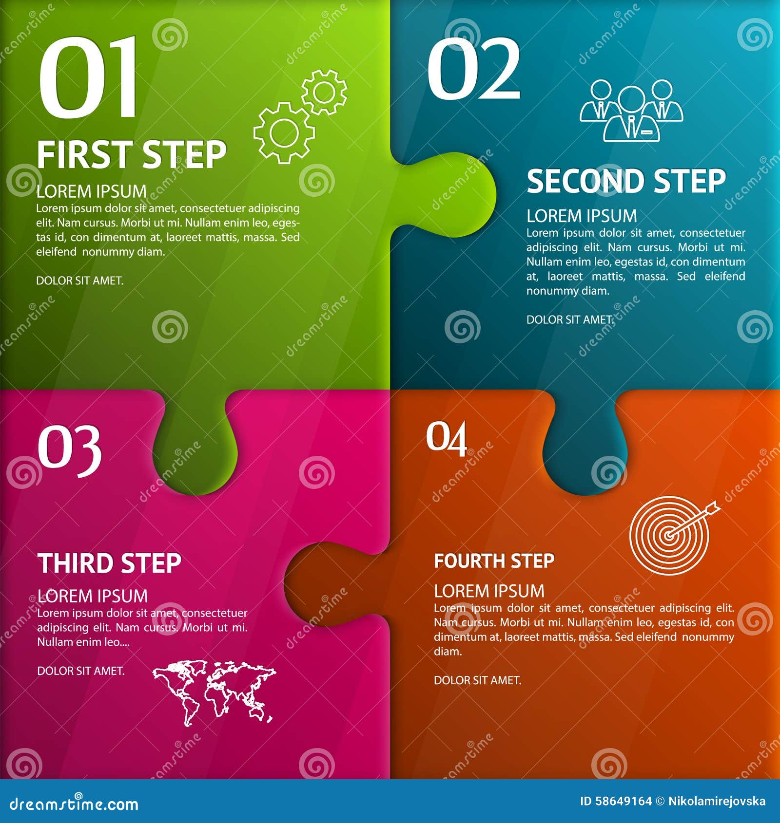 Puzzle Infographic. Template with Explanatory Text Stock Vector ...