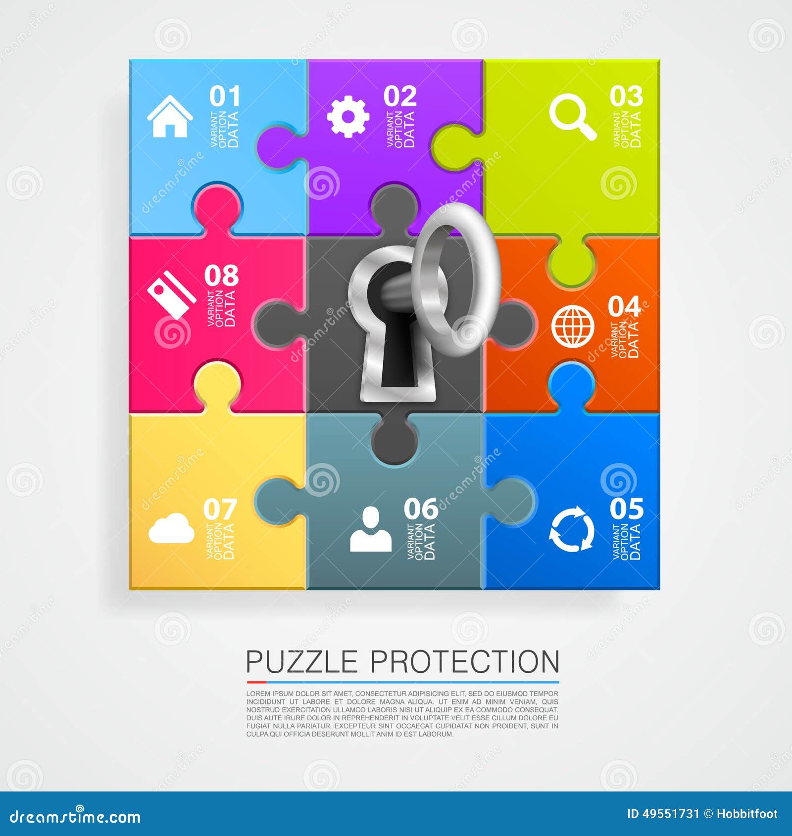 Puzzle Infographics with Key Stock Vector - Illustration of jigsaw ...