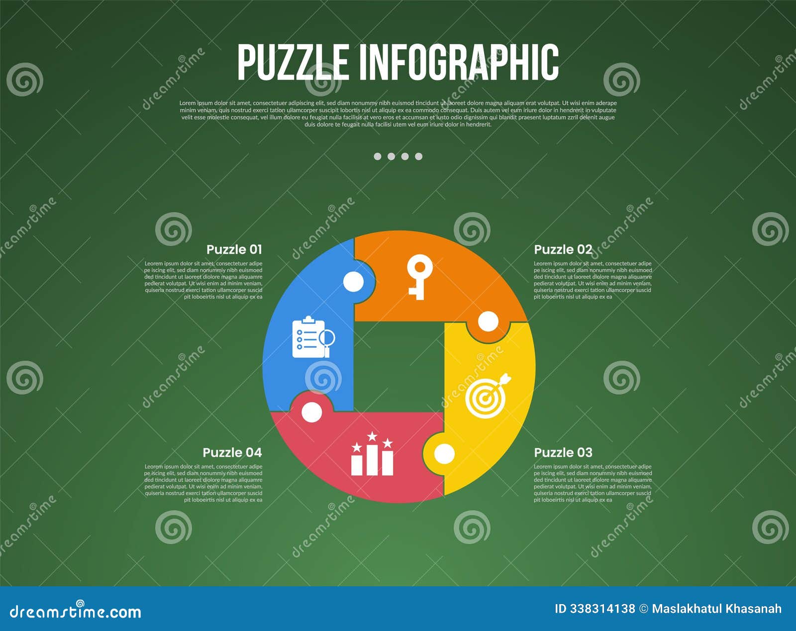 Puzzle or Jigsaw Base Infographic with Creative Outline Circle Thick ...