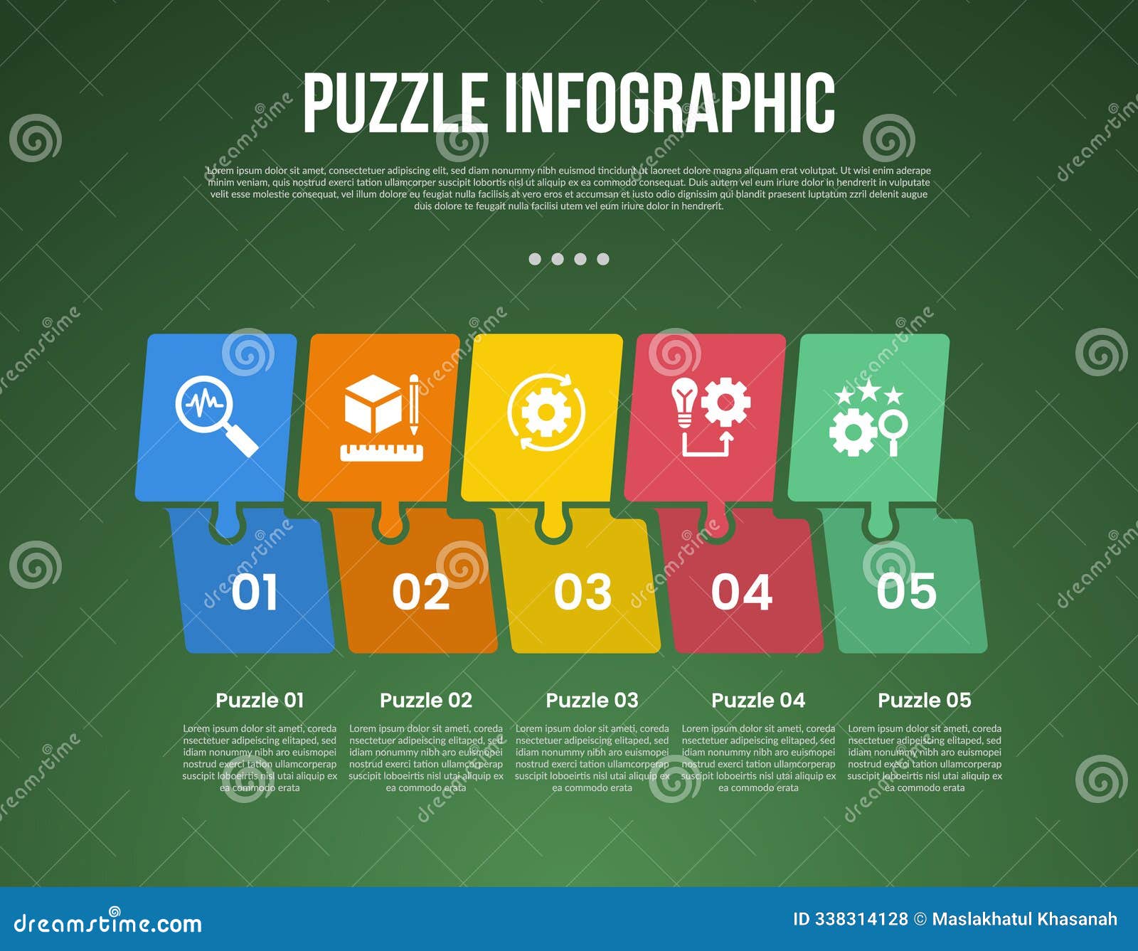Puzzle or Jigsaw Base Infographic with Creative Slope Square Up and ...