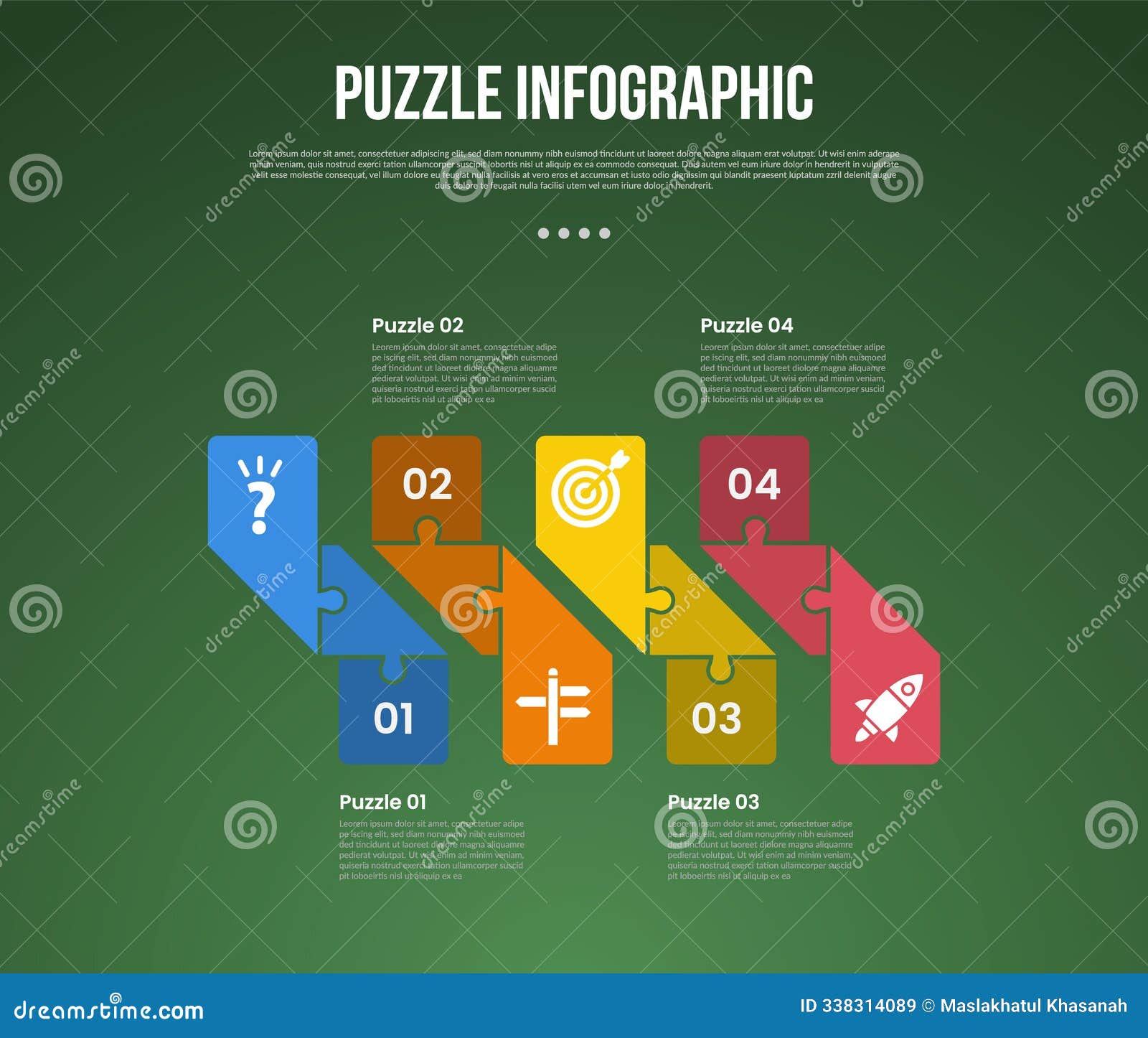 Puzzle or Jigsaw Base Infographic with Flipped Ribbon Shape on ...