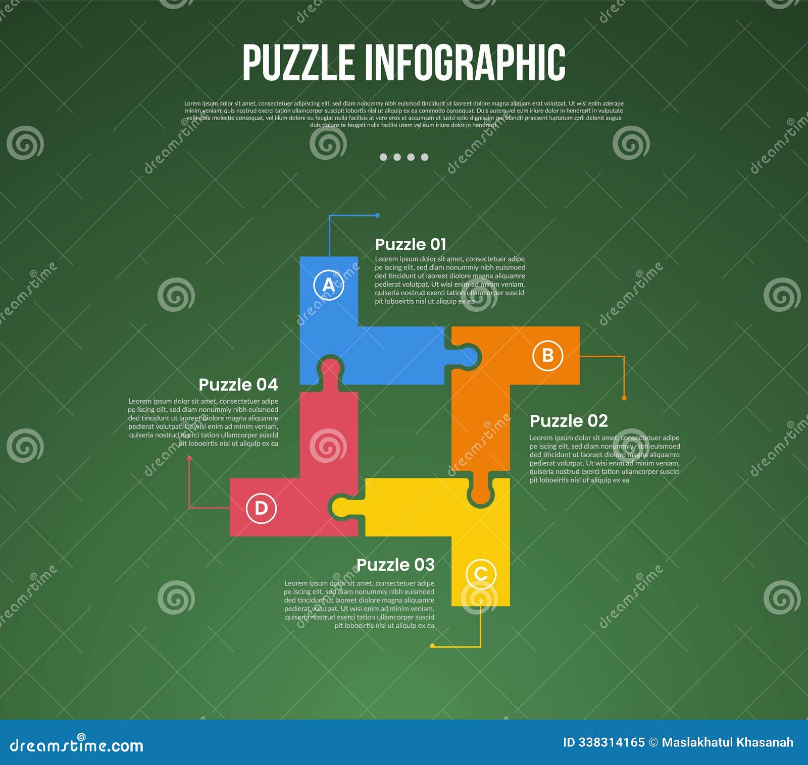 Puzzle or Jigsaw Base Infographic with Long Rectangle Shape on Cycle or ...