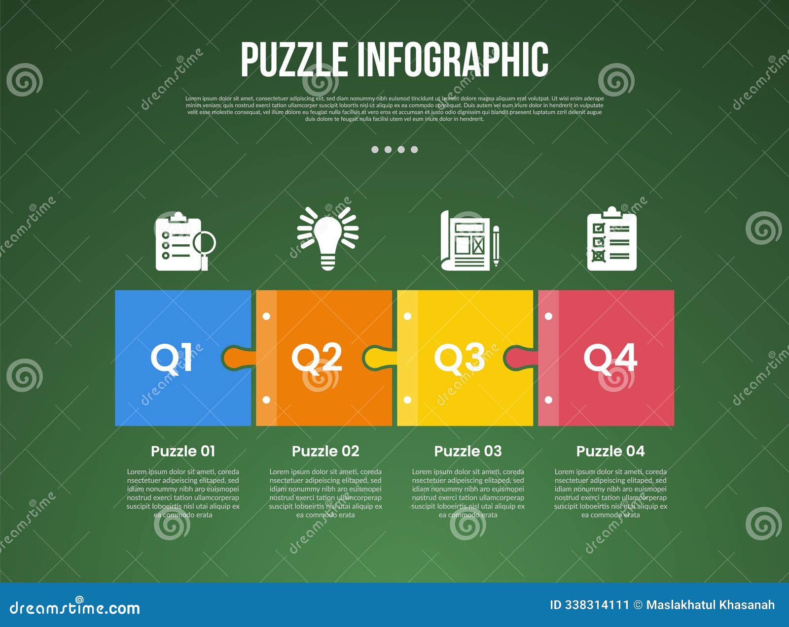 Puzzle or Jigsaw Base Infographic with Square Shape Box on Horizontal ...