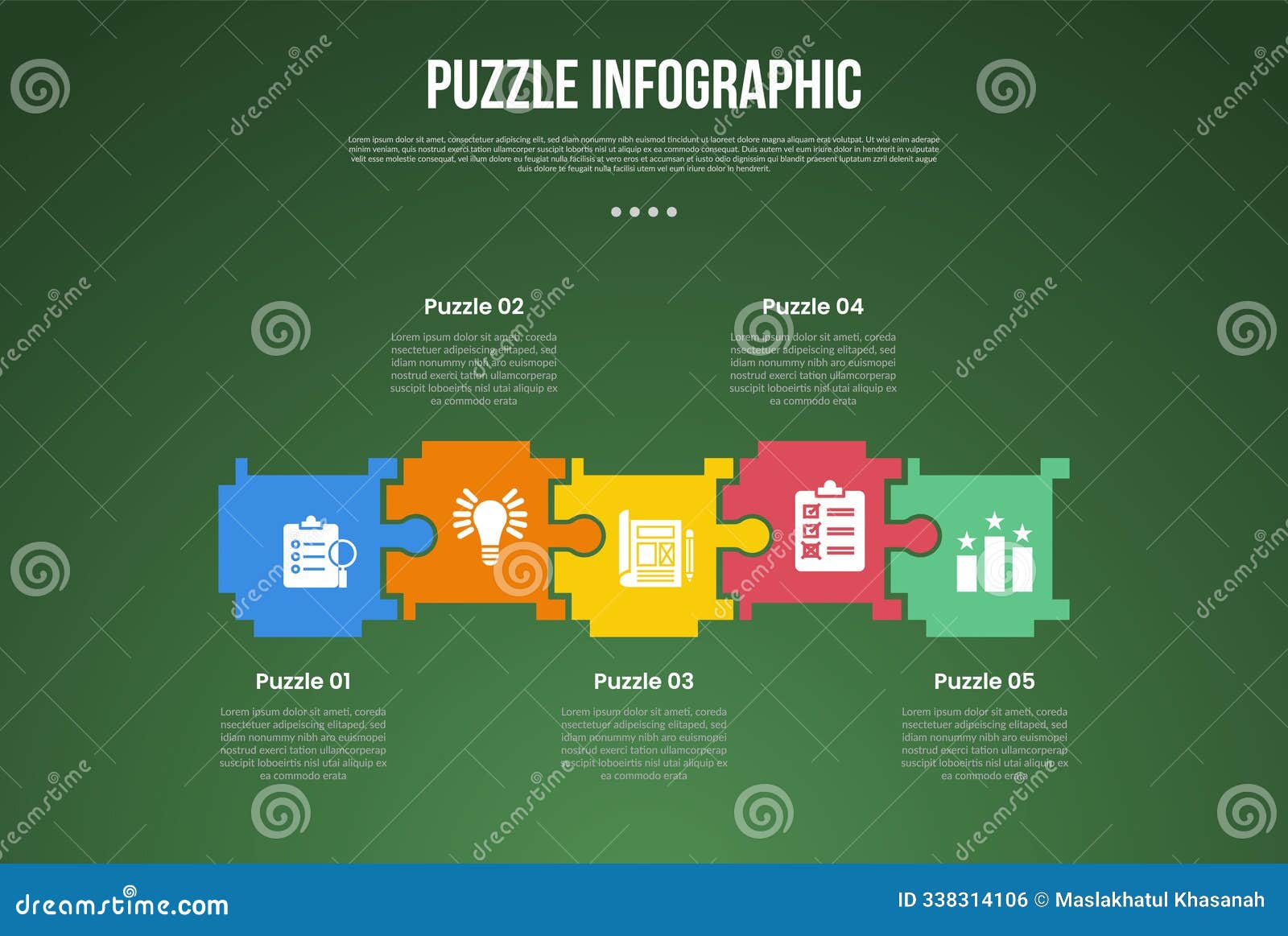 Puzzle or Jigsaw Base Infographic with Square Shape Up and Down on ...