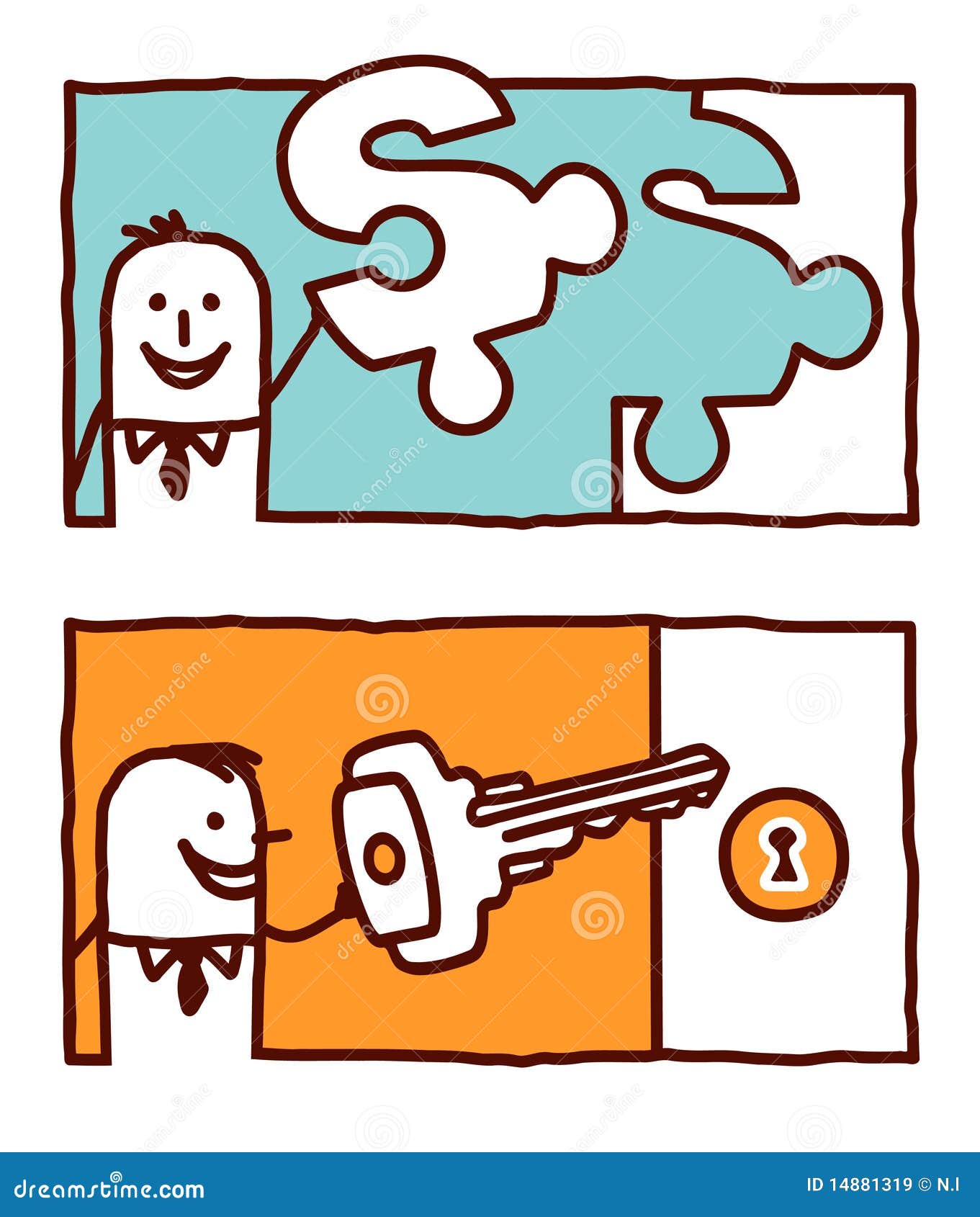 Puzzle & key stock vector. Illustration of businessman - 14881319