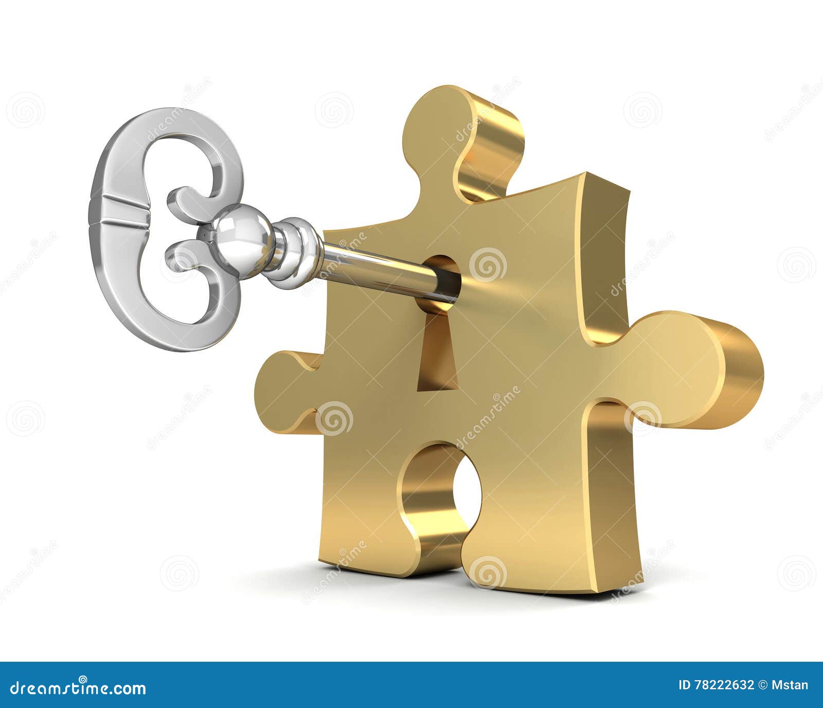 Puzzle and Key Concept 3d Illustration Stock Illustration ...
