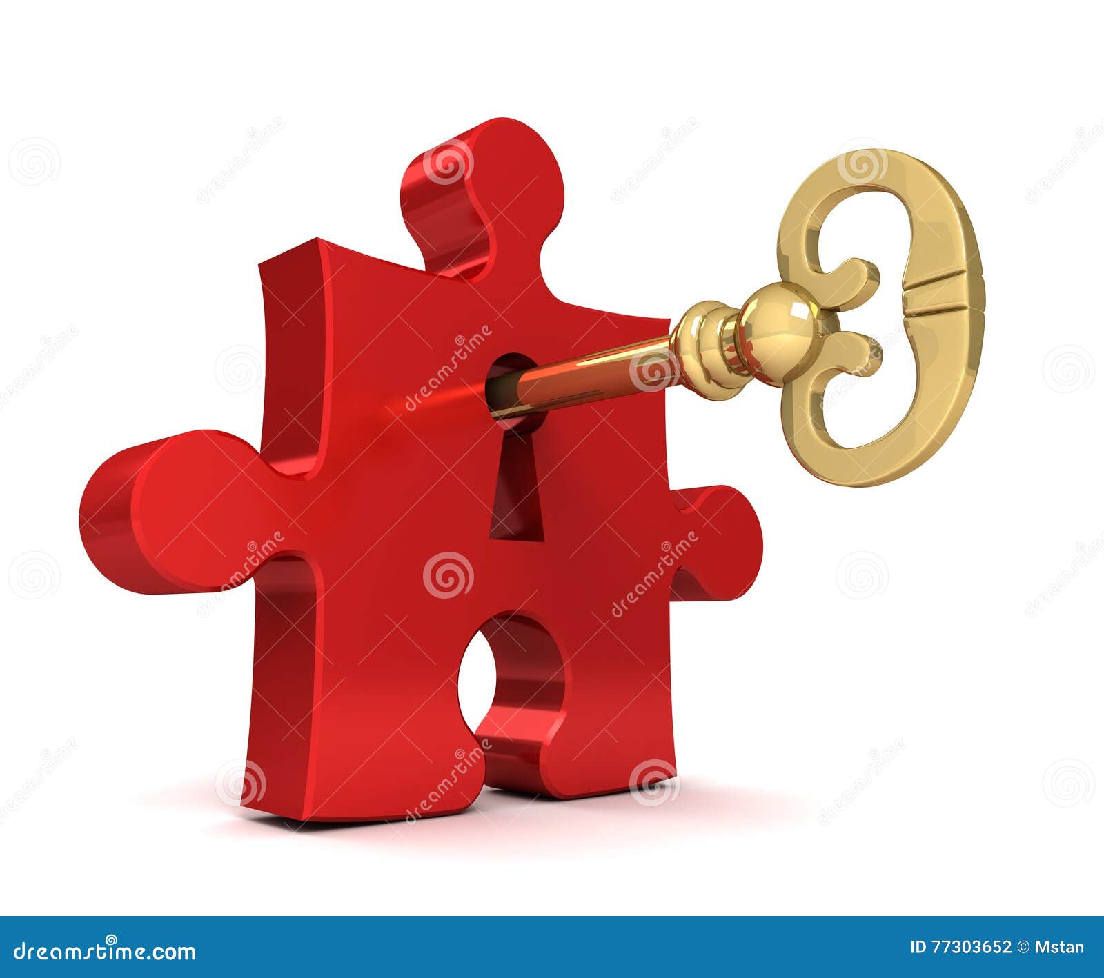 Puzzle and Key 3d Illustration Stock Illustration - Illustration of ...
