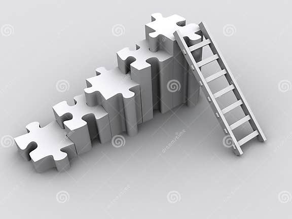 Puzzle and ladder stock illustration. Illustration of white - 5407470