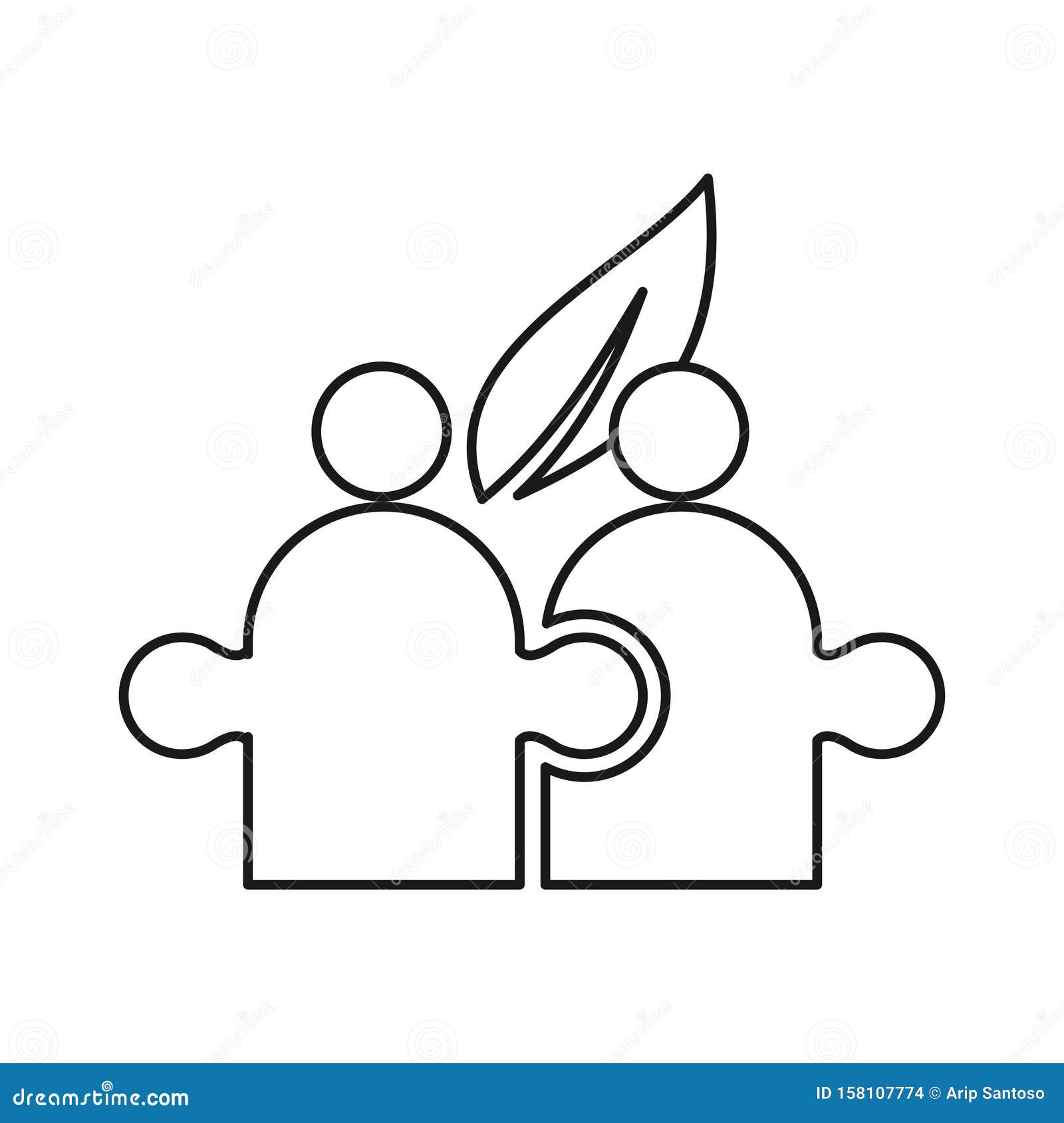 Puzzle Leaf Commitment Teamwork Together Outline Logo Stock Vector ...