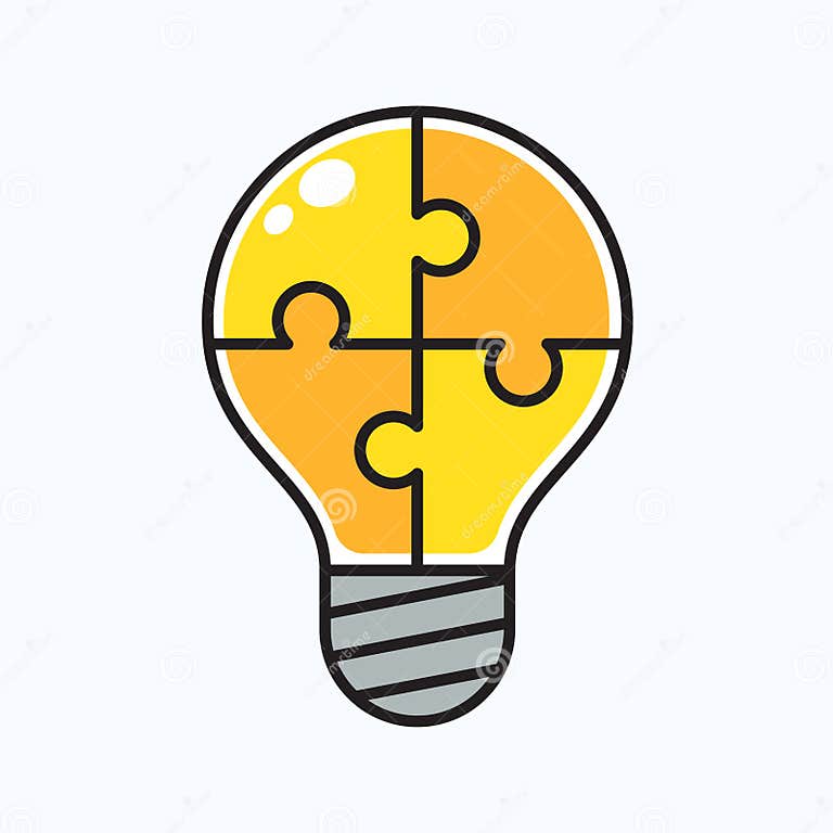 The Puzzle of Light Bulb. Isolated Vector Illustration Stock ...