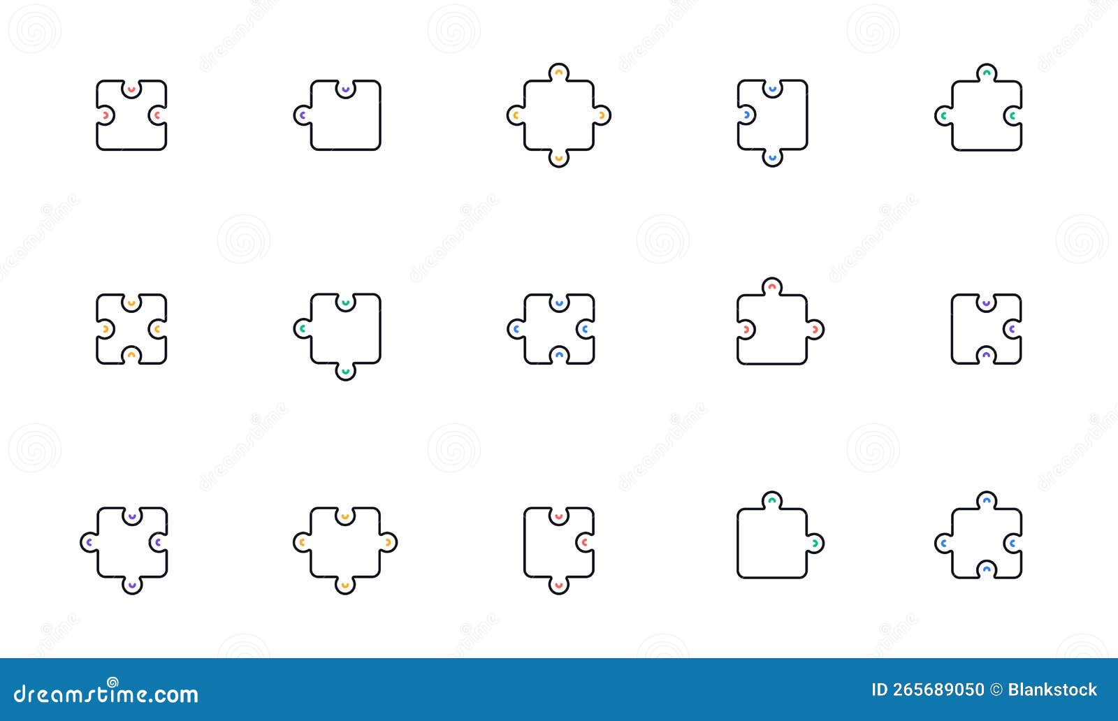 Puzzle Line Icons. Jigsaw Challenge, Strategy, Puzzle Pieces Icons. Fun ...