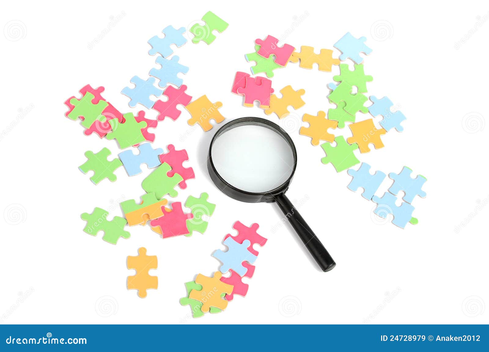 Puzzle and magnifier stock image. Image of connection - 24728979